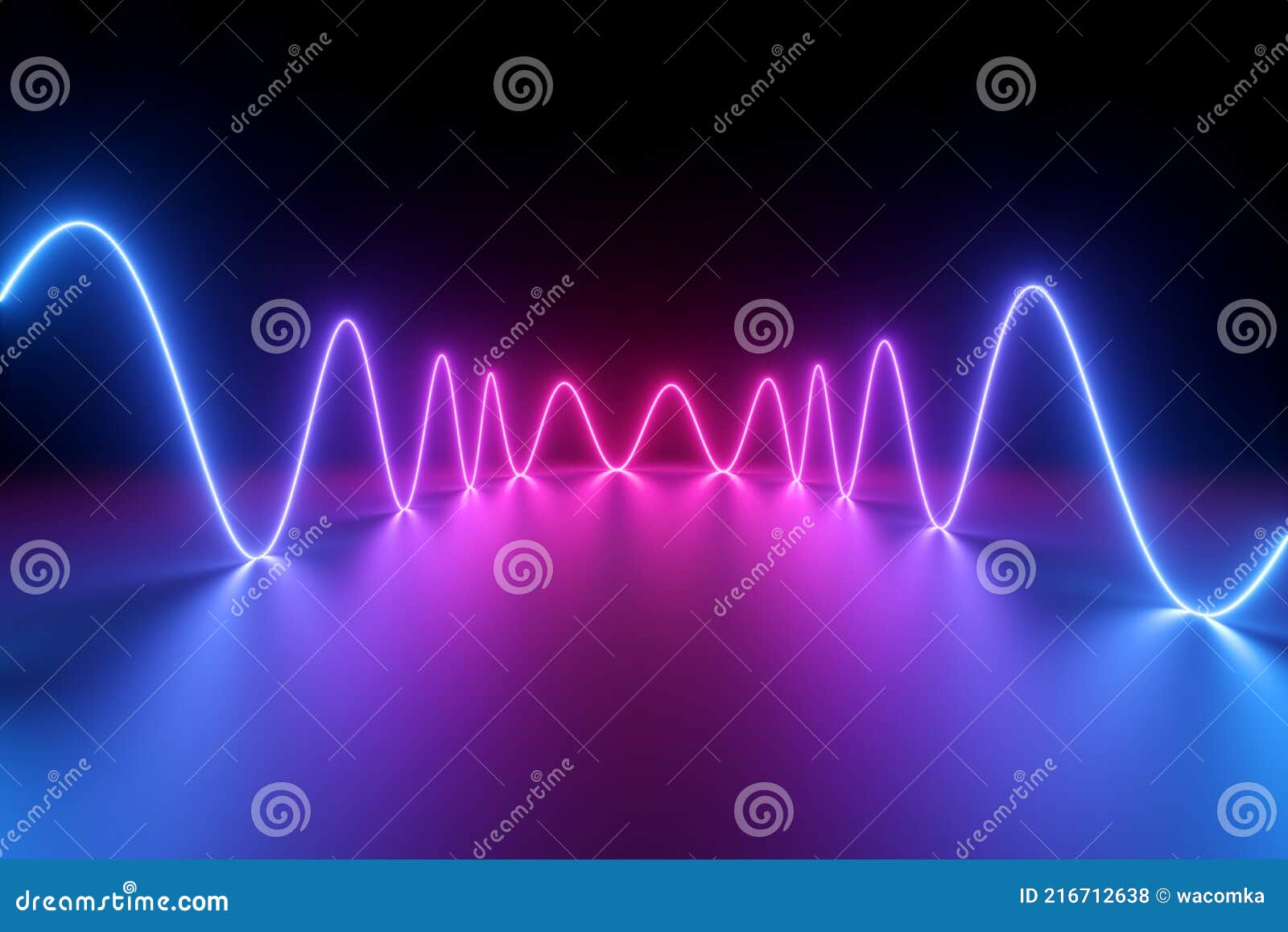 3d Render, Abstract Neon Background with Glowing Wavy Line Stock ...