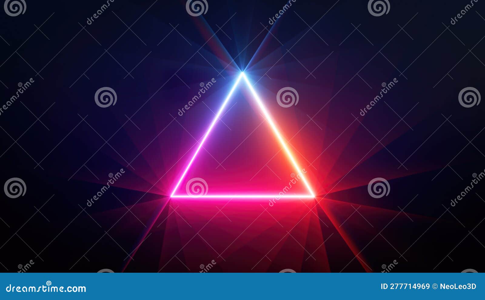 3d Render, Abstract Neon Background with Red Blue Triangular Frame ...