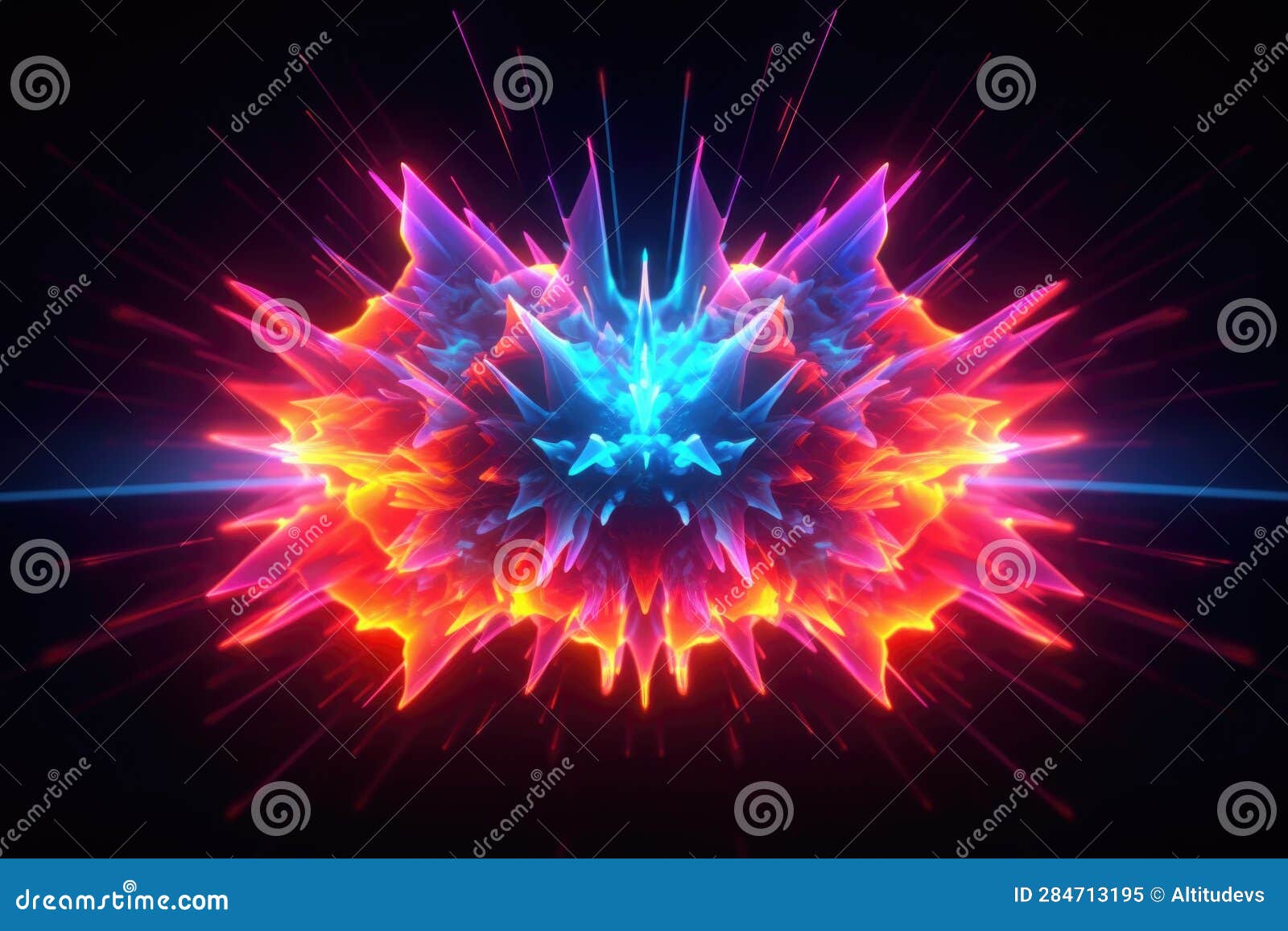 3d Render of Abstract Neon Light Explosion Stock Illustration ...