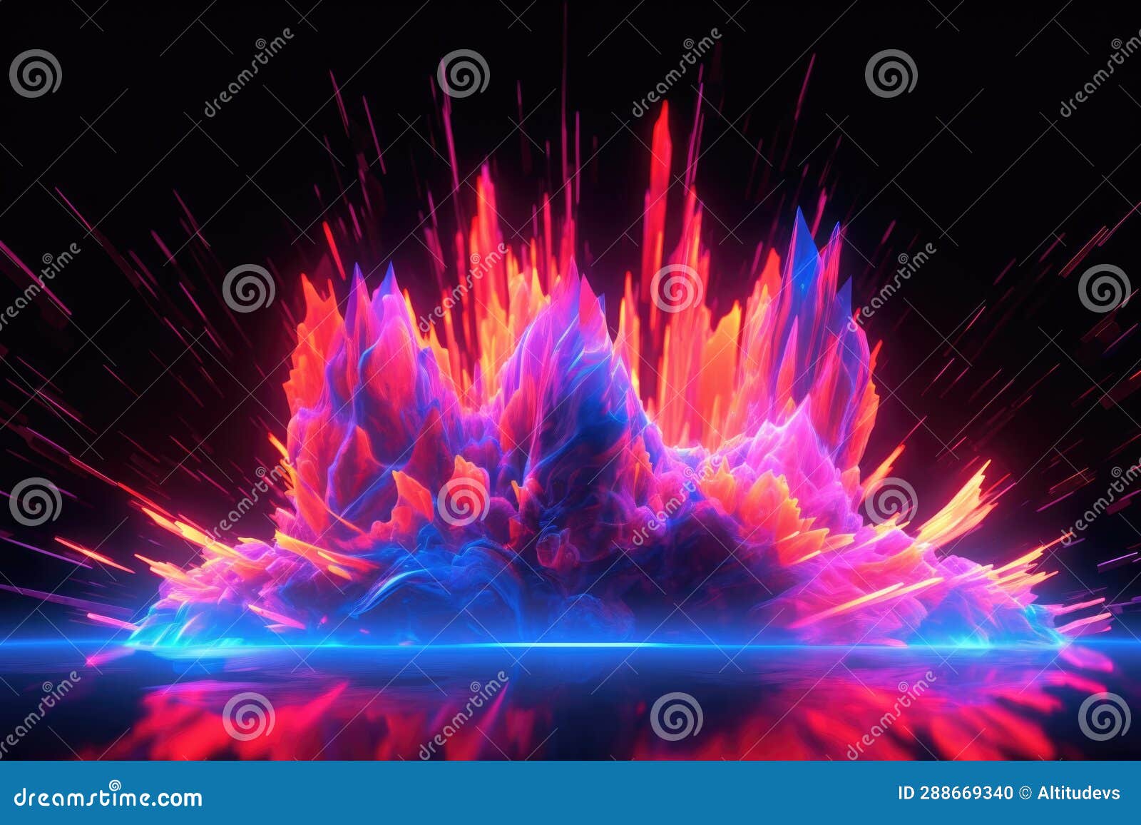 3d Render of Abstract Neon Light Explosion Stock Illustration ...