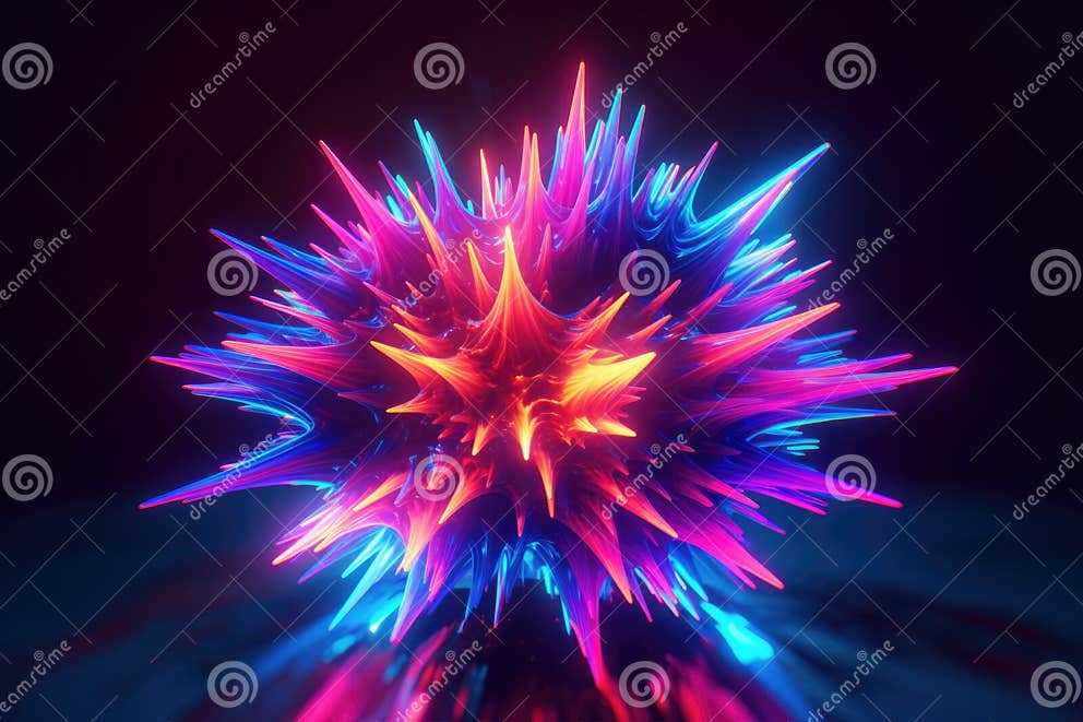 3d Render of Abstract Neon Light Explosion Stock Illustration ...