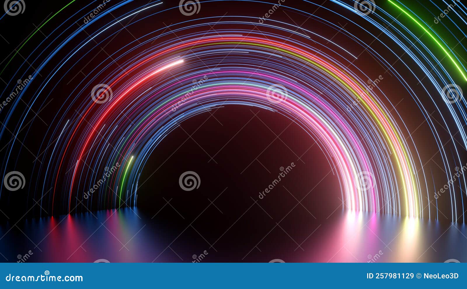 3d Render, Abstract Neon Rainbow Isolated on Black Background. Colorful ...