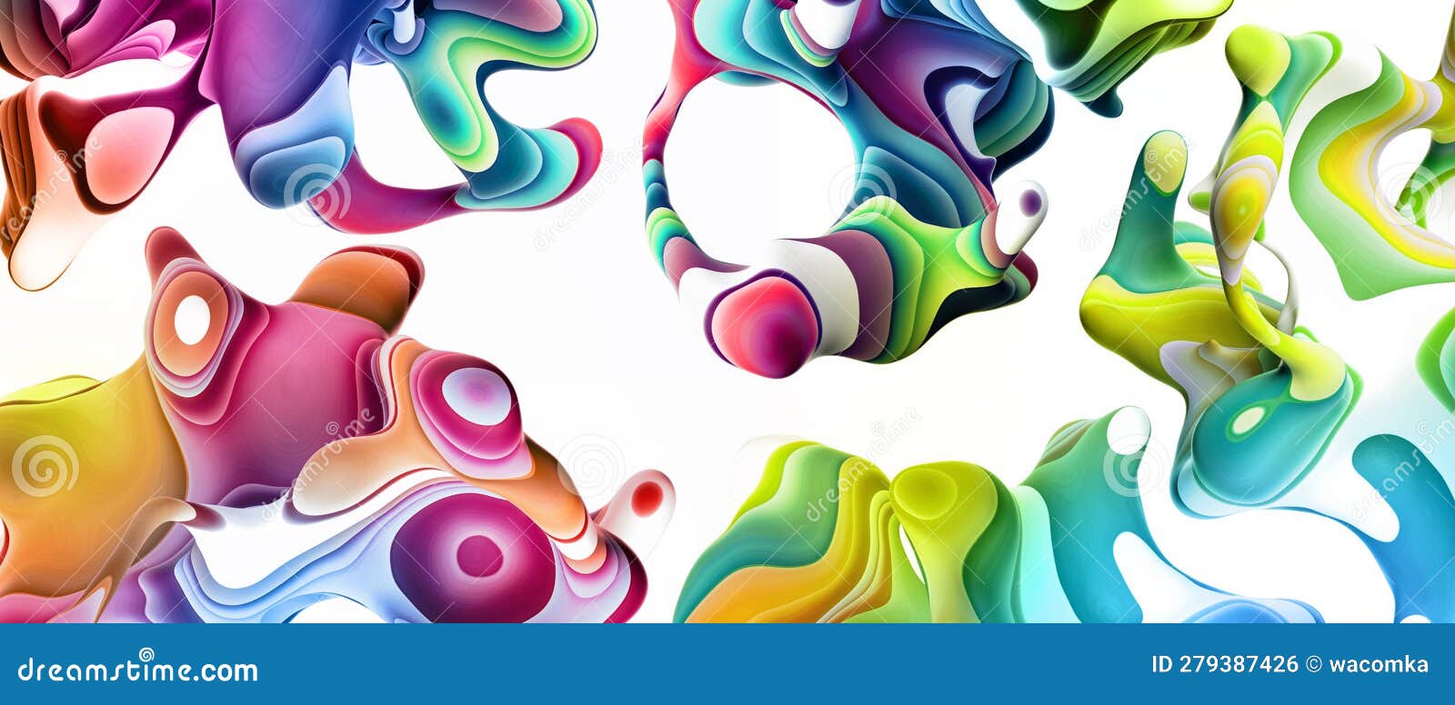 3d Render, Abstract Panoramic Background. Colorful Psychedelic Curvy ...
