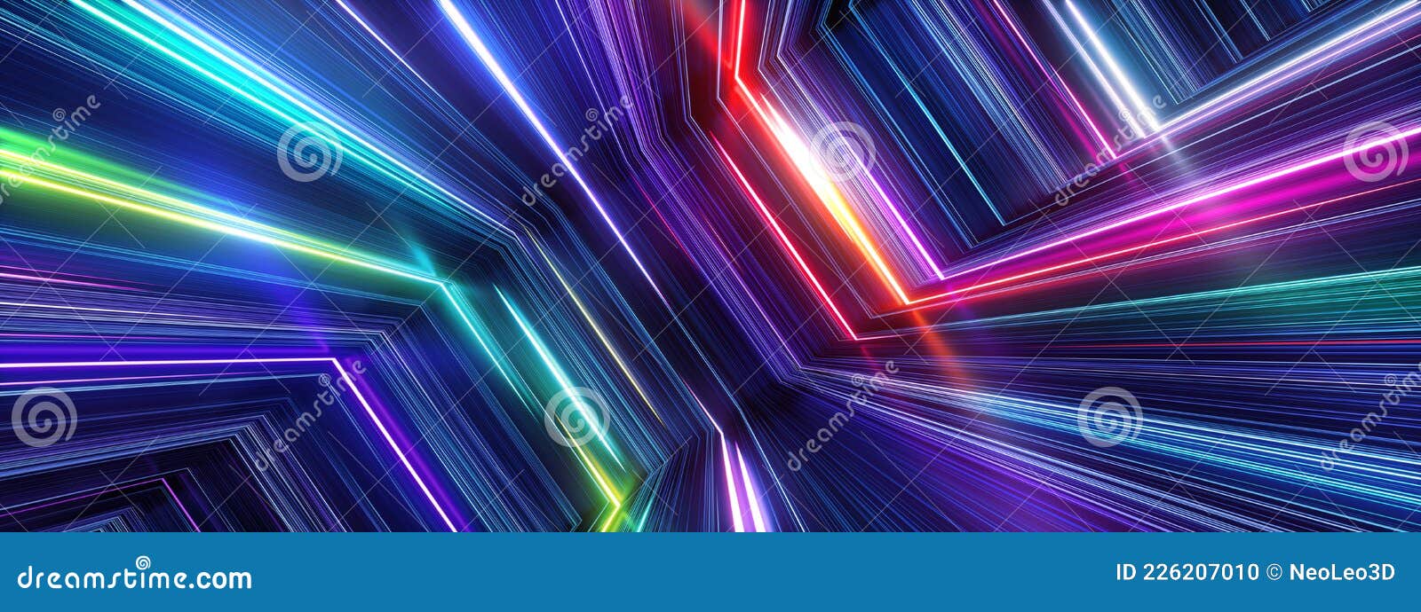 3d Render, Abstract Panoramic Background with Colorful Spectrum. Bright ...