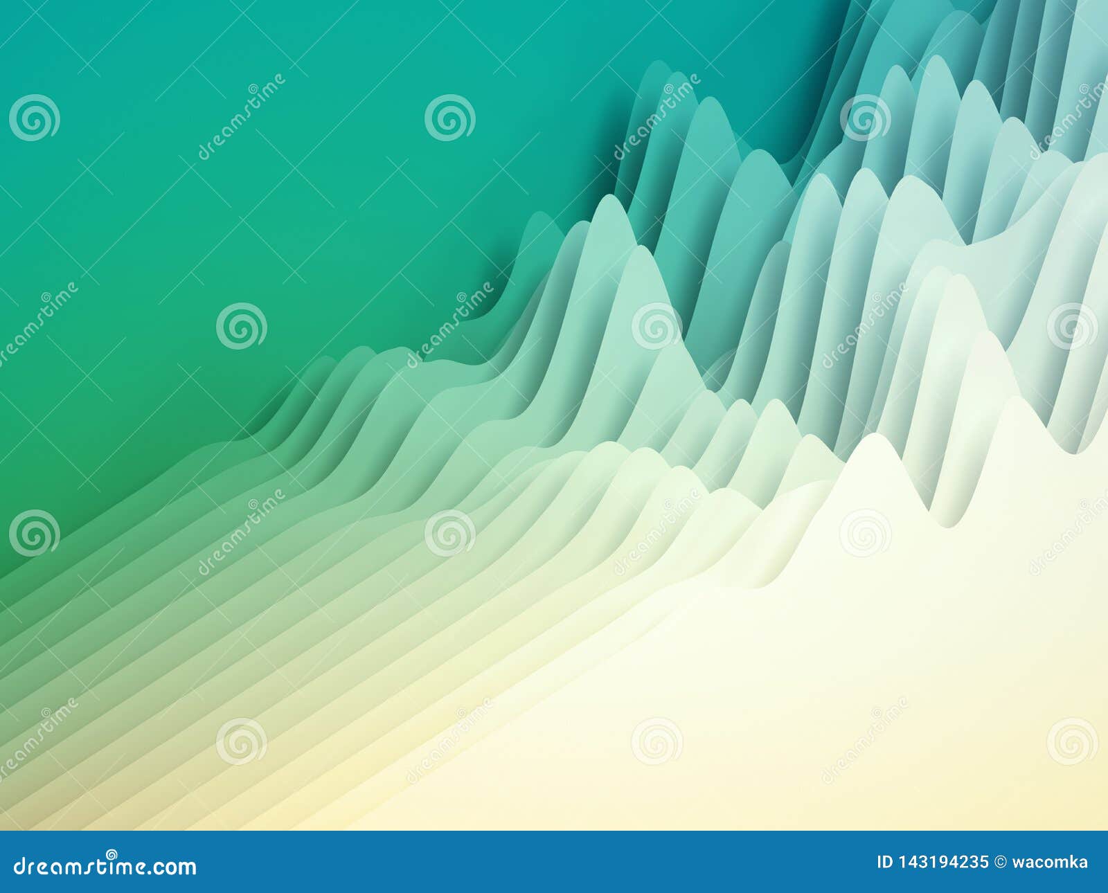 3d Render, Abstract Paper Shapes Background, Sliced Layers, Waves ...