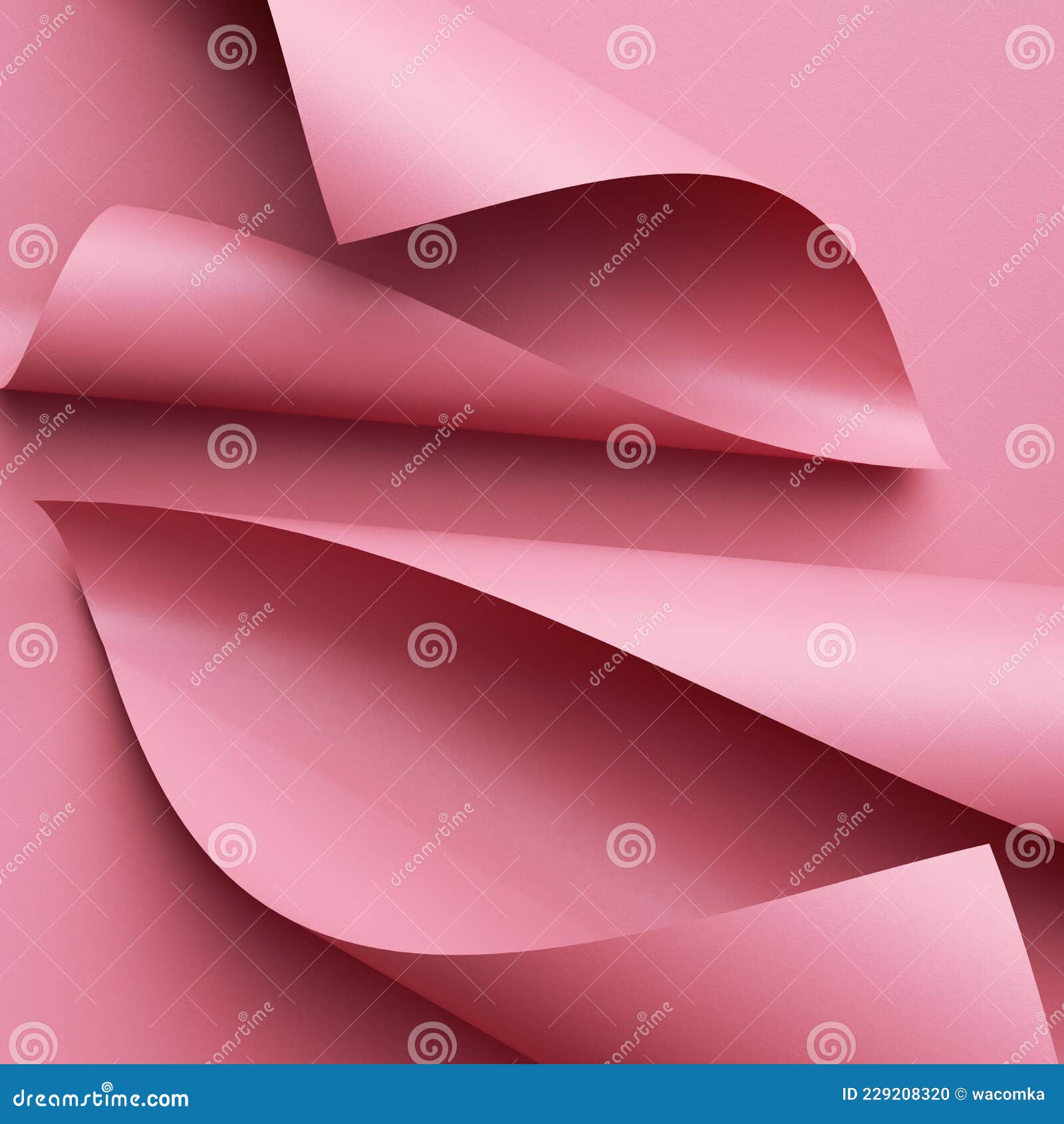 3d Render. Abstract Pink Background with Paper Scrolls Stock ...