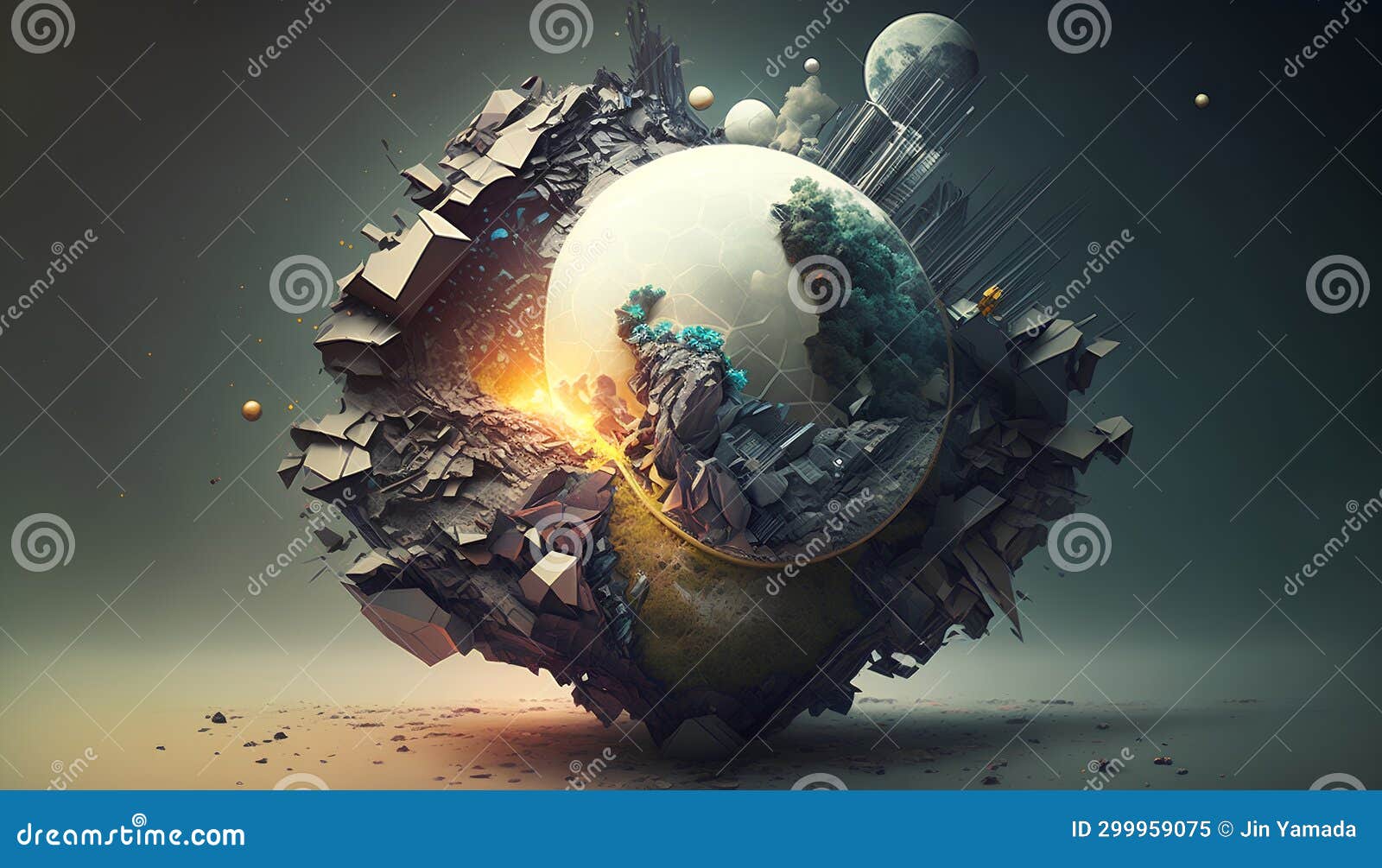 3d Render, Abstract Planet with Cracked Surface, 3d Illustration Stock ...