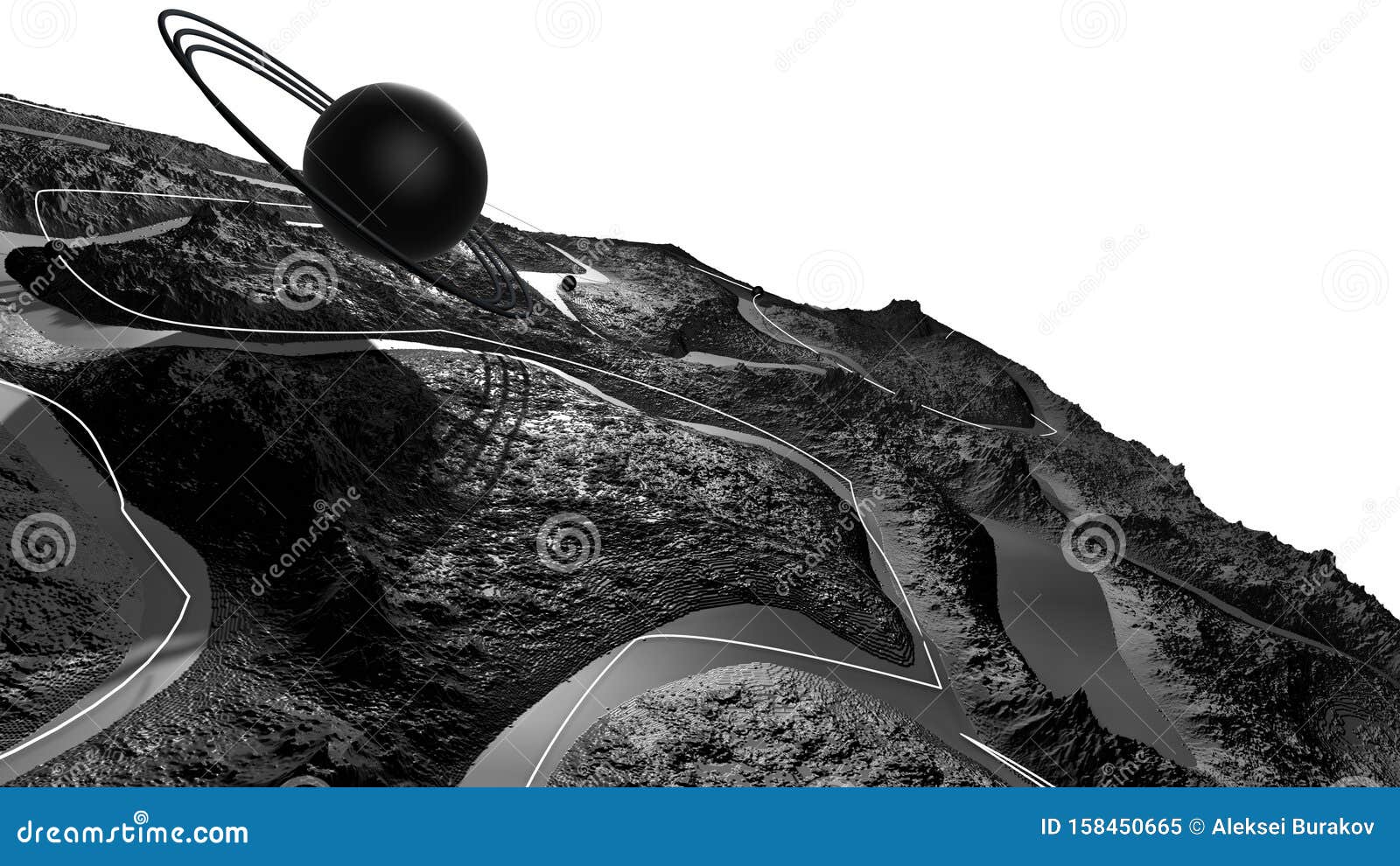 3d Render of Abstract Planet Surface. Very Detailed Sci Fi or Science ...