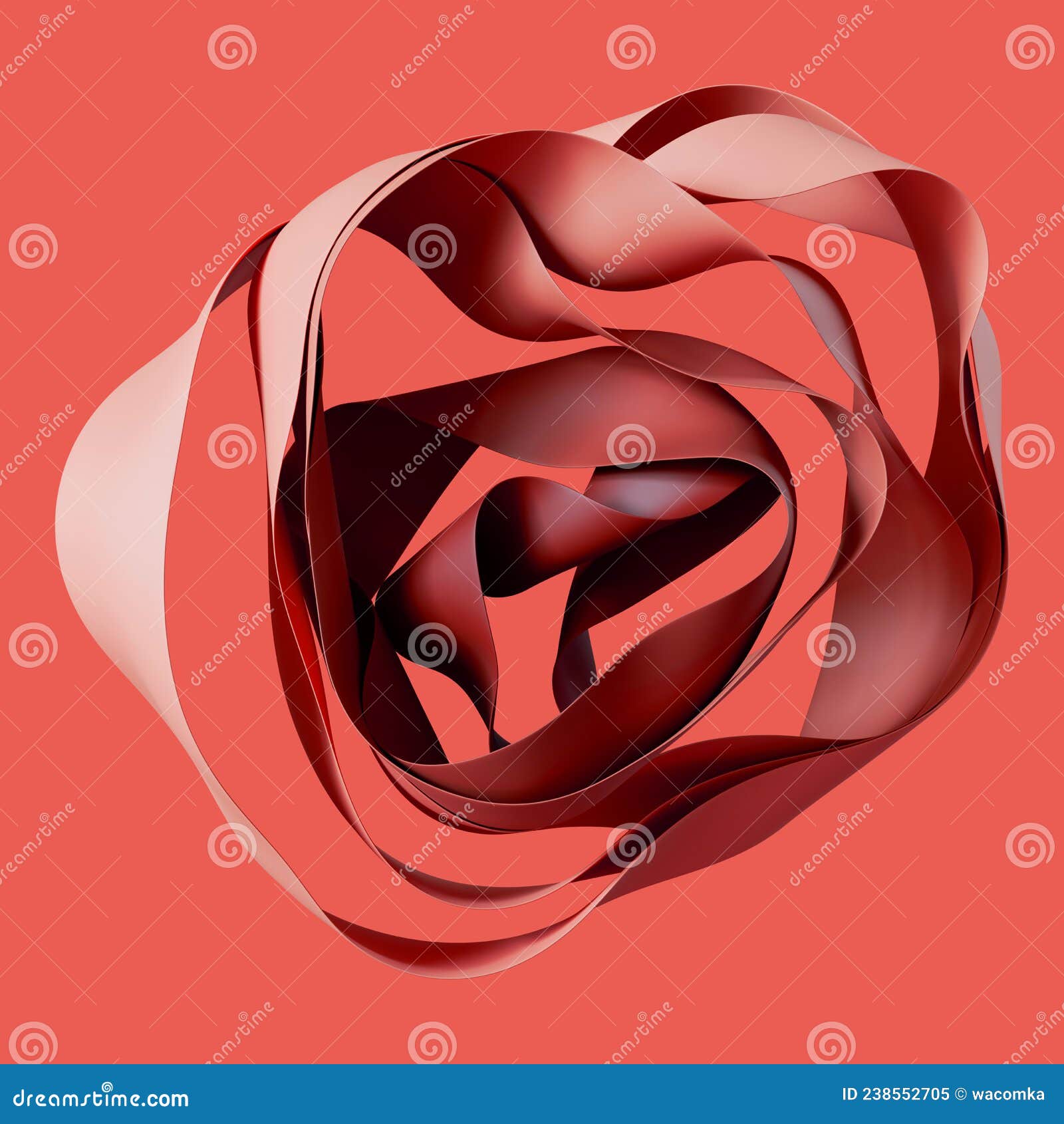 3d Render, Abstract Red Background with Curvy Layered Object, Modern ...