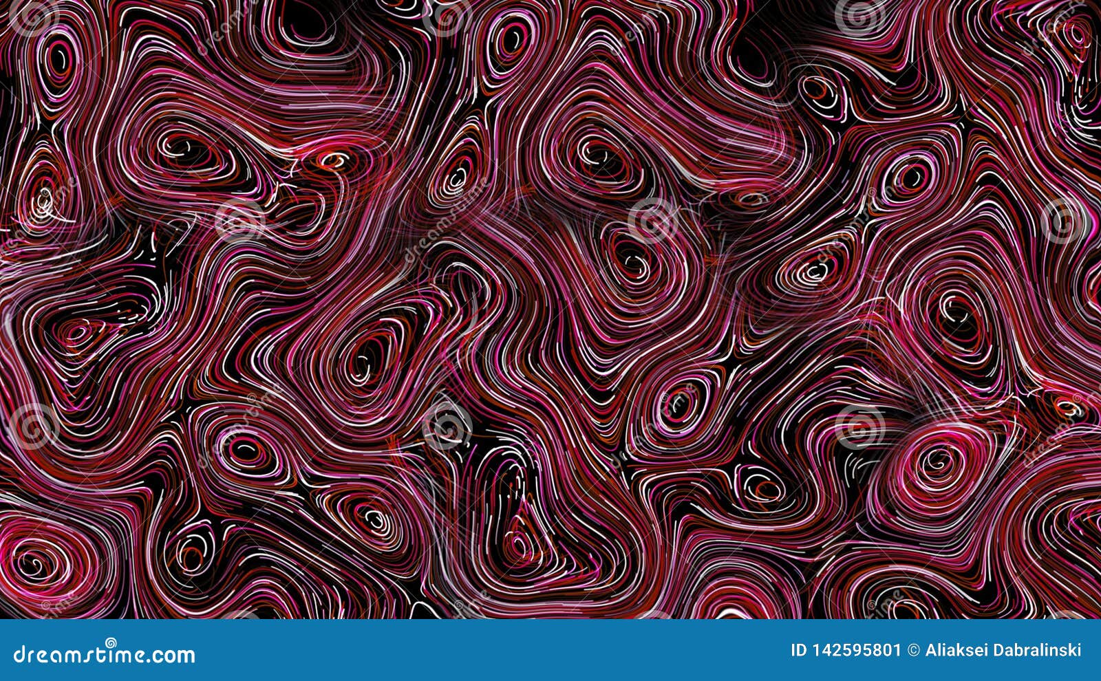 3d Render Abstract Red Round Lines Field Stock Illustration ...