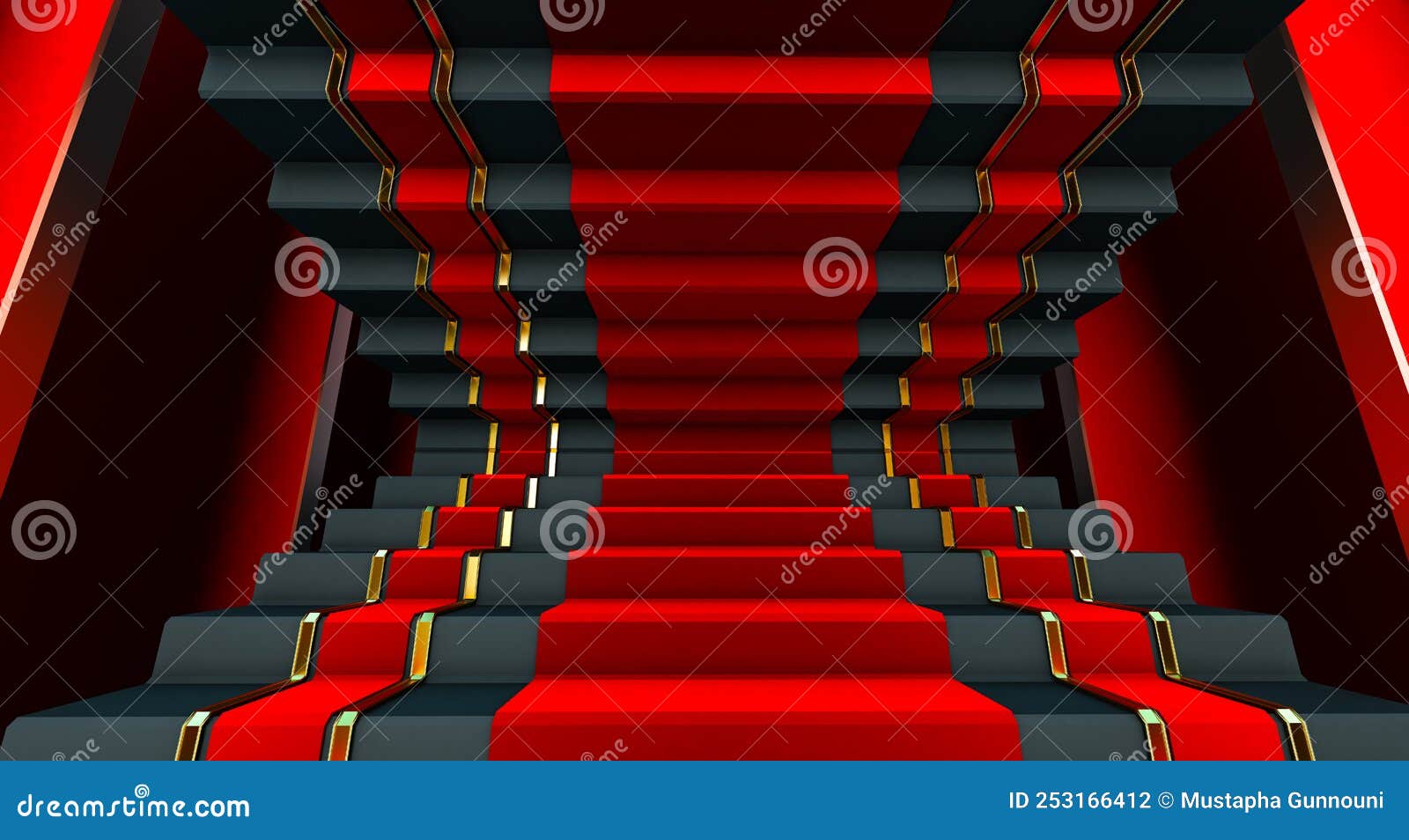 Abstract Red Stairway Background Stock Illustration - Illustration of ...