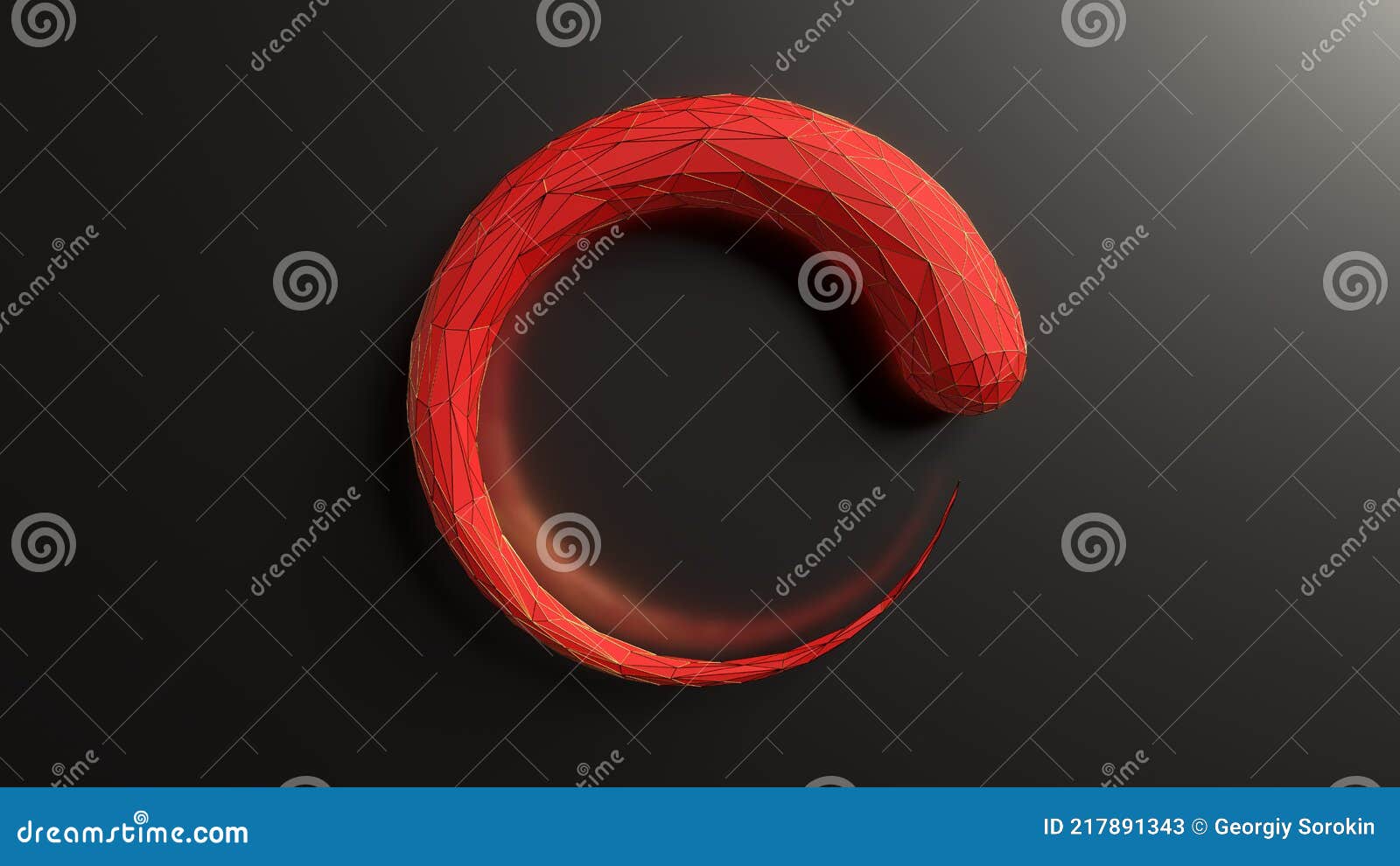 3d Render Abstract Red Swirling Shape Stock Illustration - Illustration ...