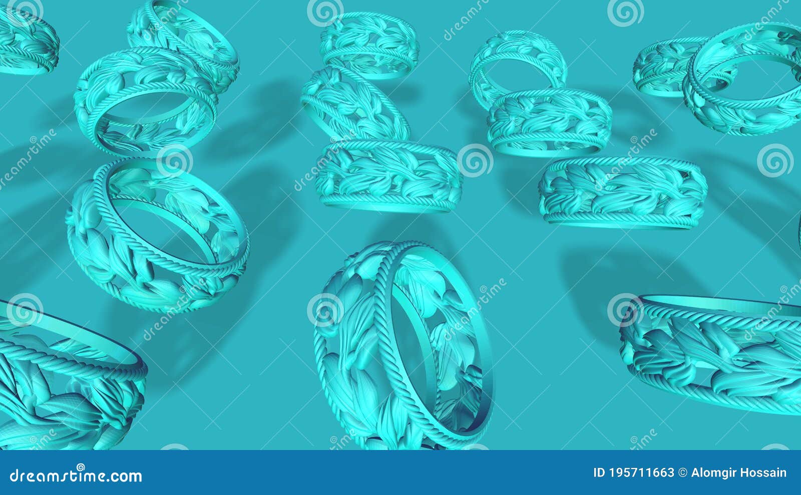 3d Render Abstract Ring on Blue Background Stock Illustration ...