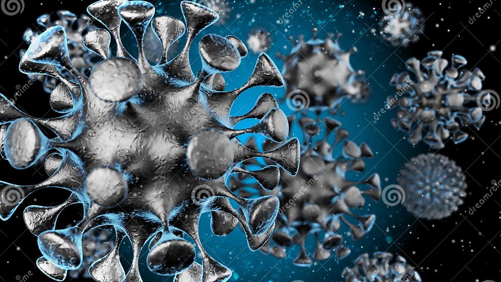 3D Render of Abstract Silver Bacteria or Virus in Spherical Shape with ...
