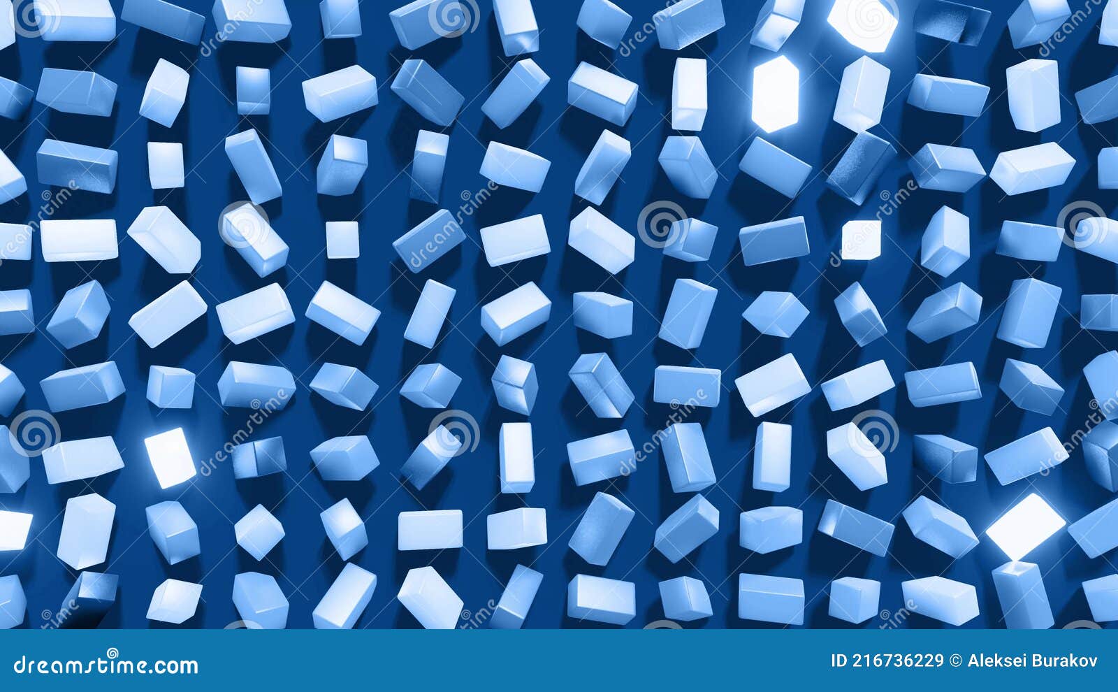 3d Render. 3d Abstract Simple Geometric Background with Blue Rectangles ...