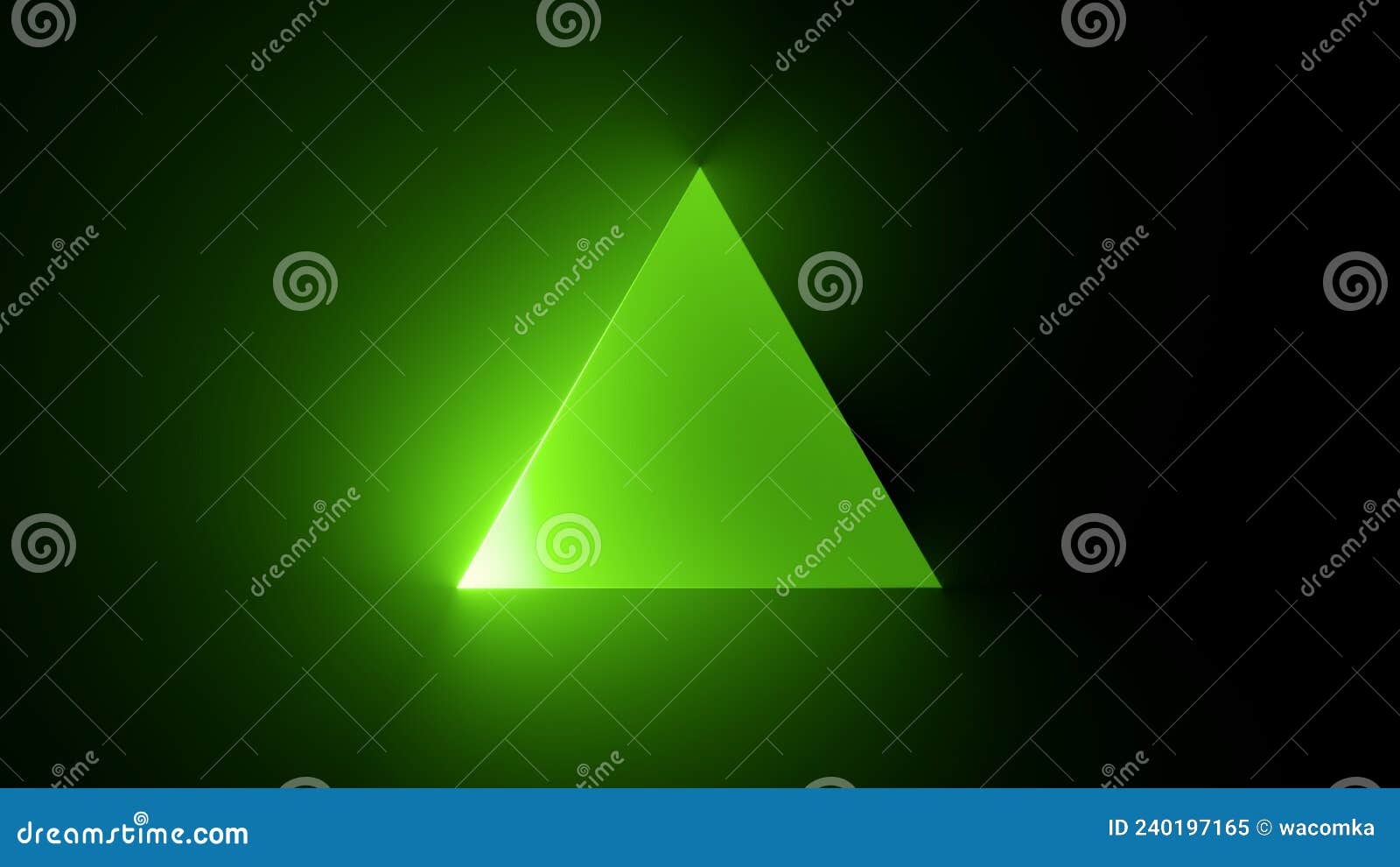 3d Render, Abstract Simple Green Background with Glowing Triangle ...