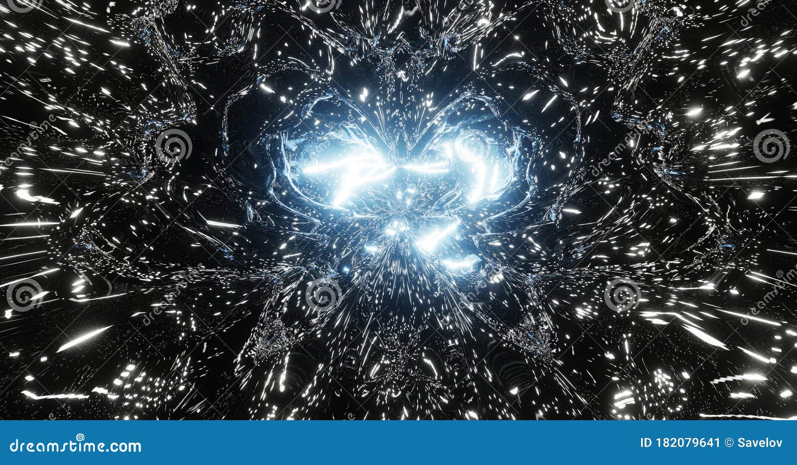 Render with Abstract Space Background with Stars and Lightnings Stock ...