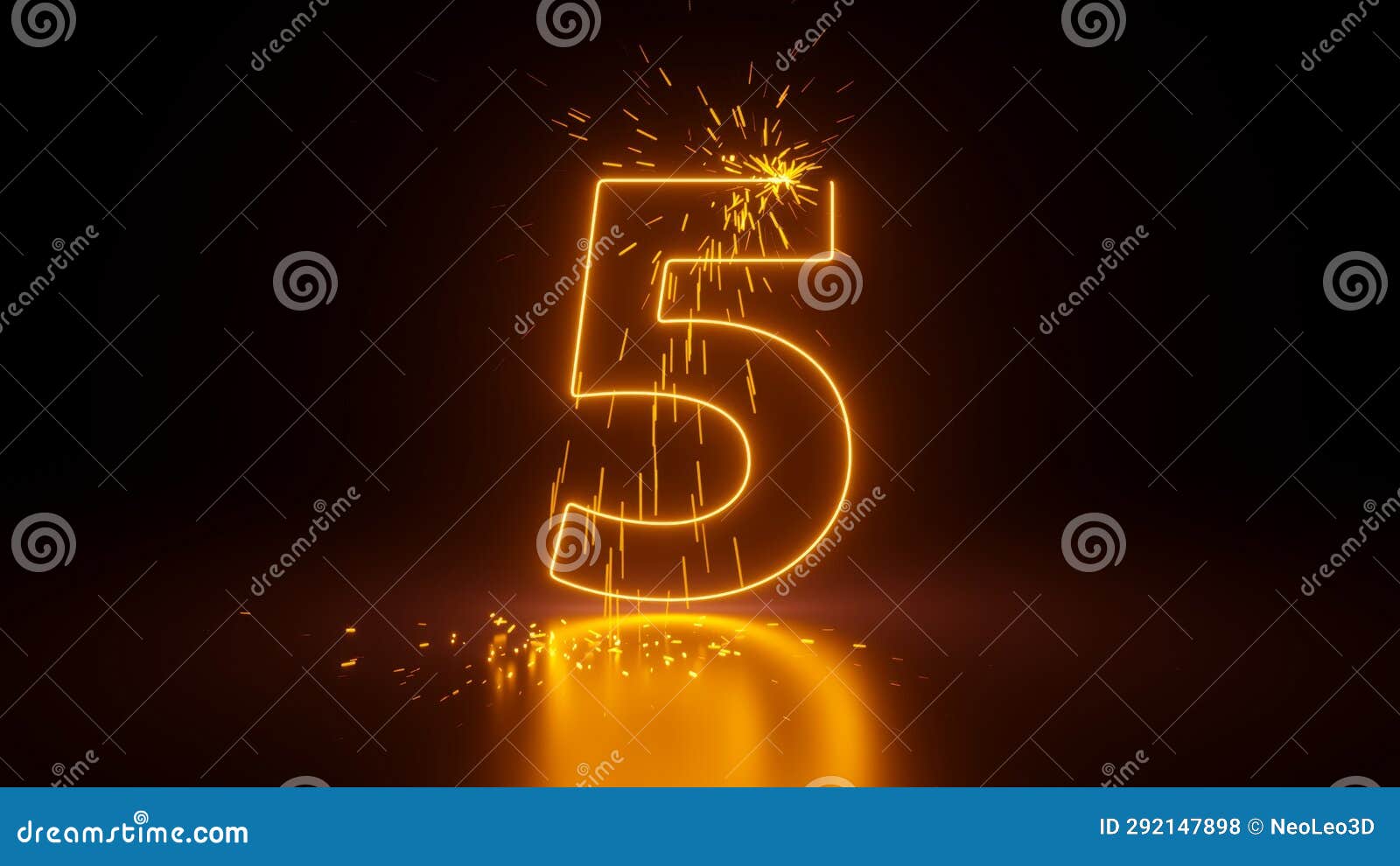 3d Render, Abstract Sparkling Linear Number Four, Glowing Digit 4 ...