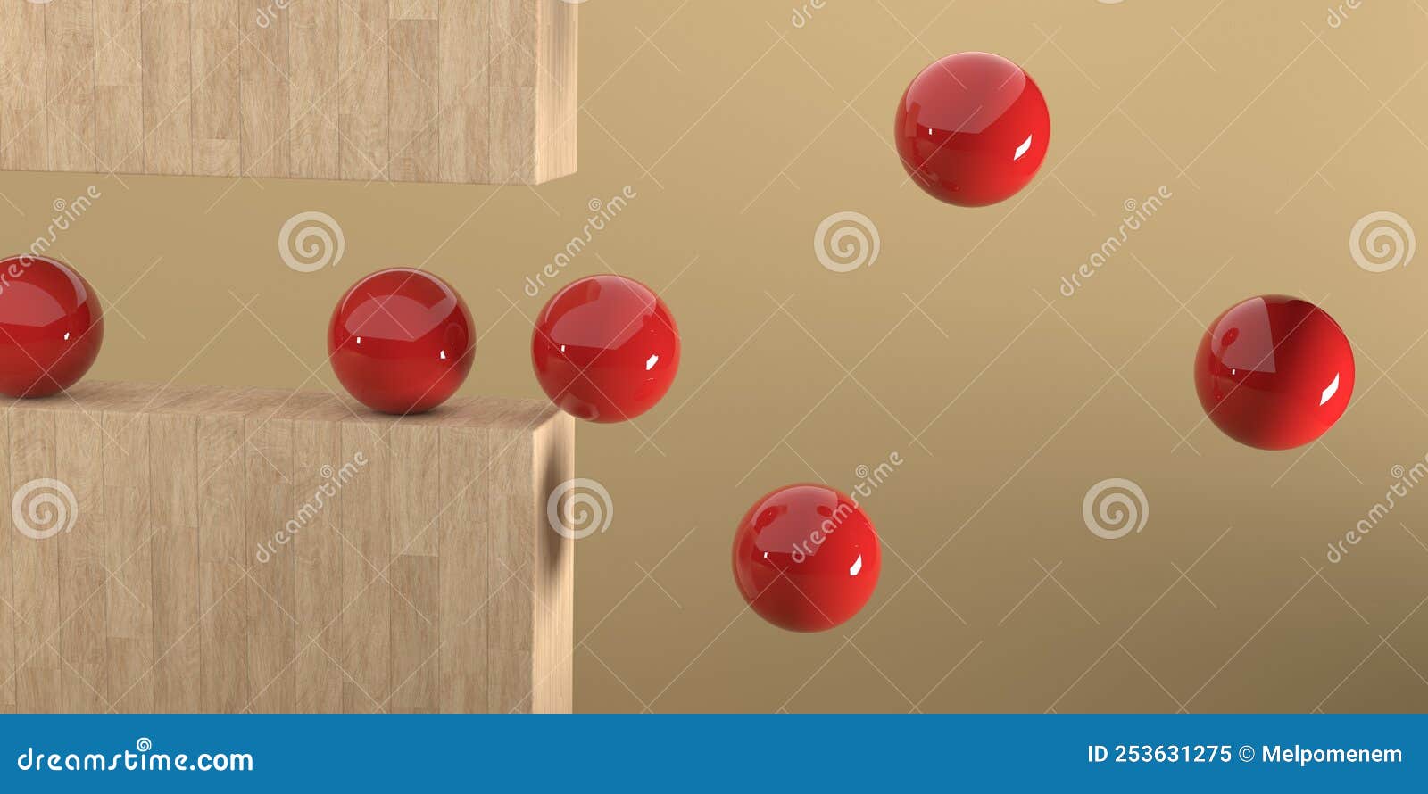 3D Render of Abstract Spheres and Blocks Stock Illustration ...
