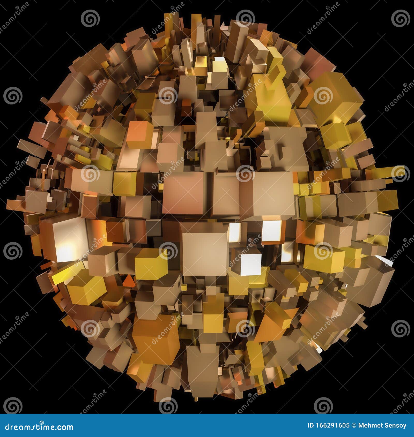 3D Render of an Abstract Spherical Form with Squares Stock Illustration ...