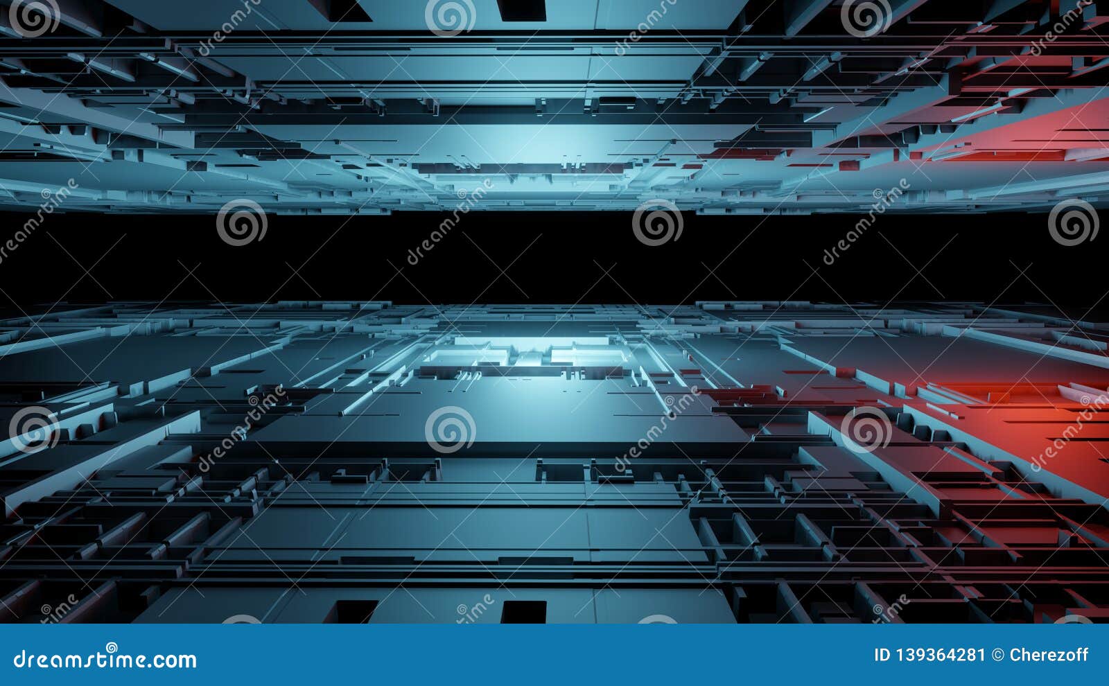 3d Render Abstract Technology Background with Cubes Stock Illustration ...