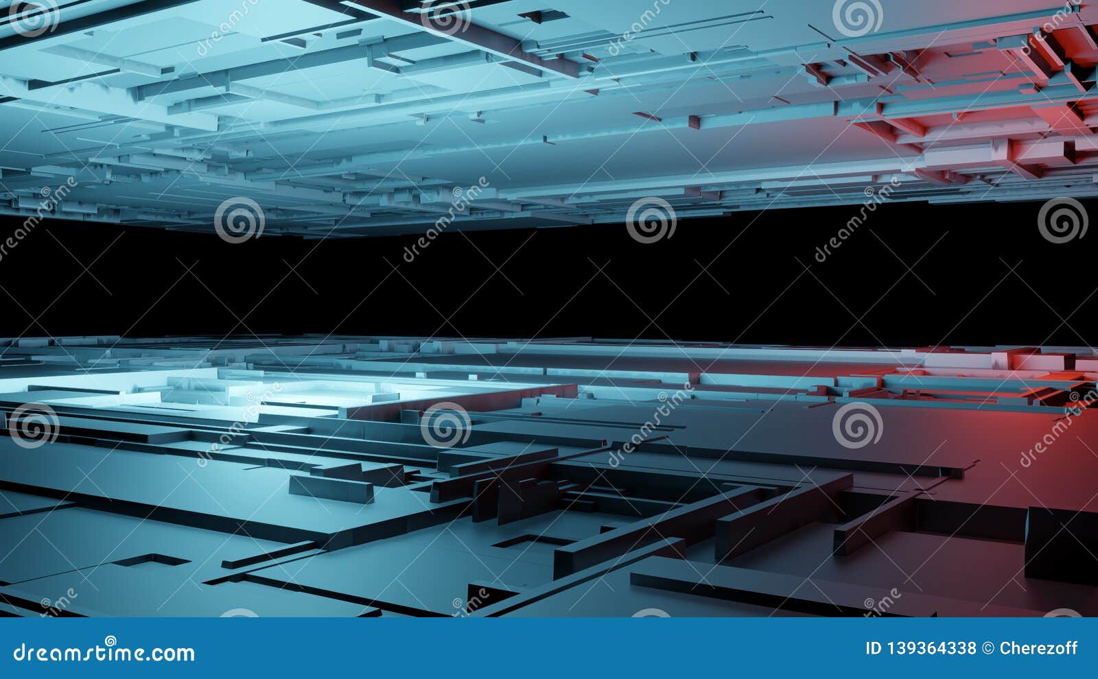 3d Render Abstract Technology Background with Cubes Stock Illustration ...