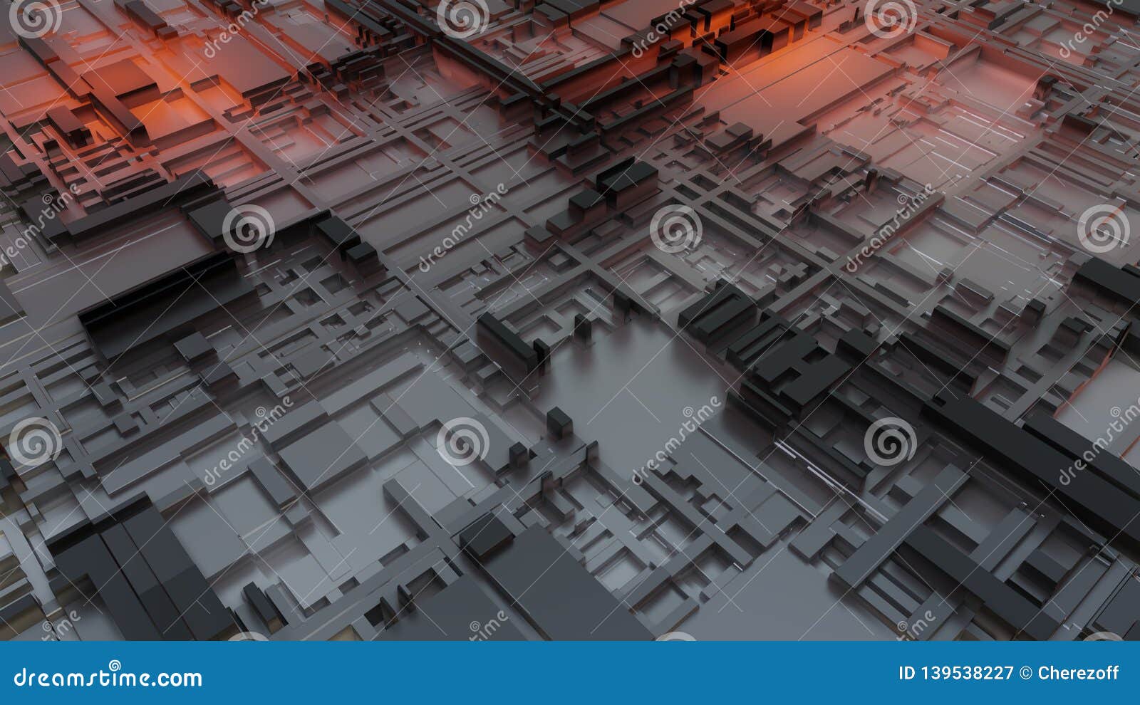 3d Render Abstract Technology Background with Cubes Stock Illustration ...