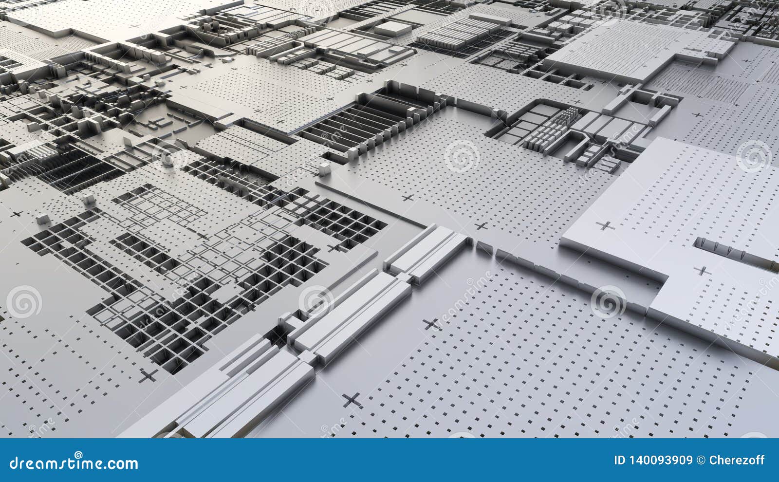 3d Render Abstract Technology Background with Cubes Stock Illustration ...