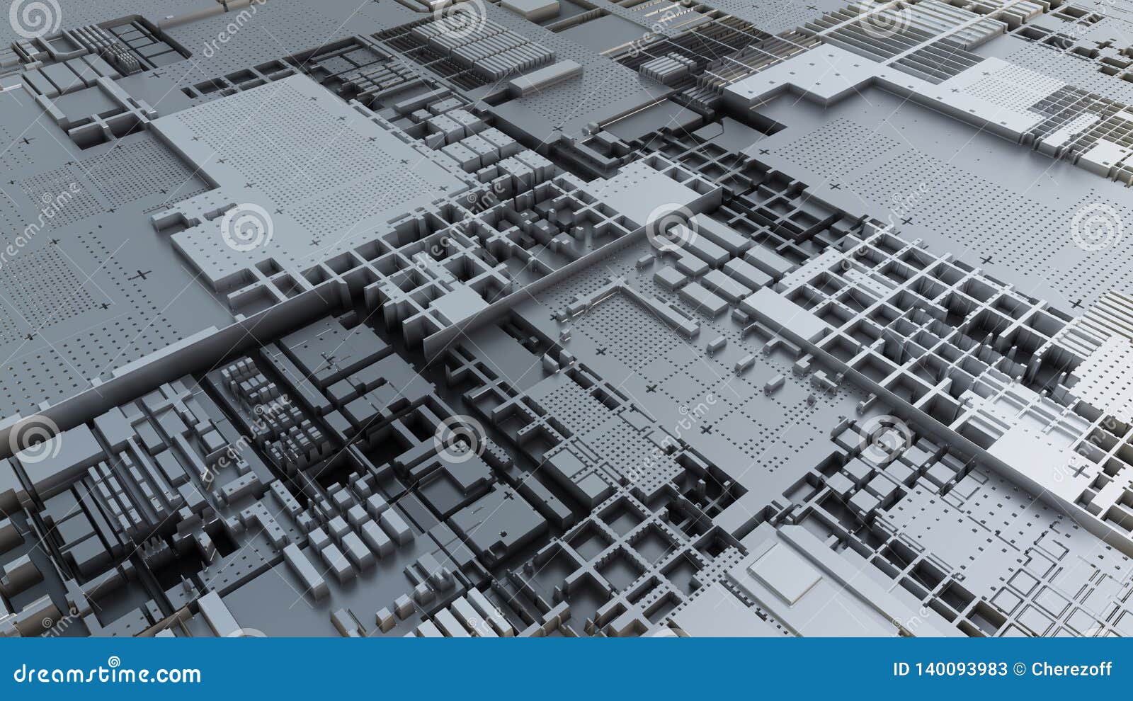 3d Render Abstract Technology Background with Cubes Stock Illustration ...