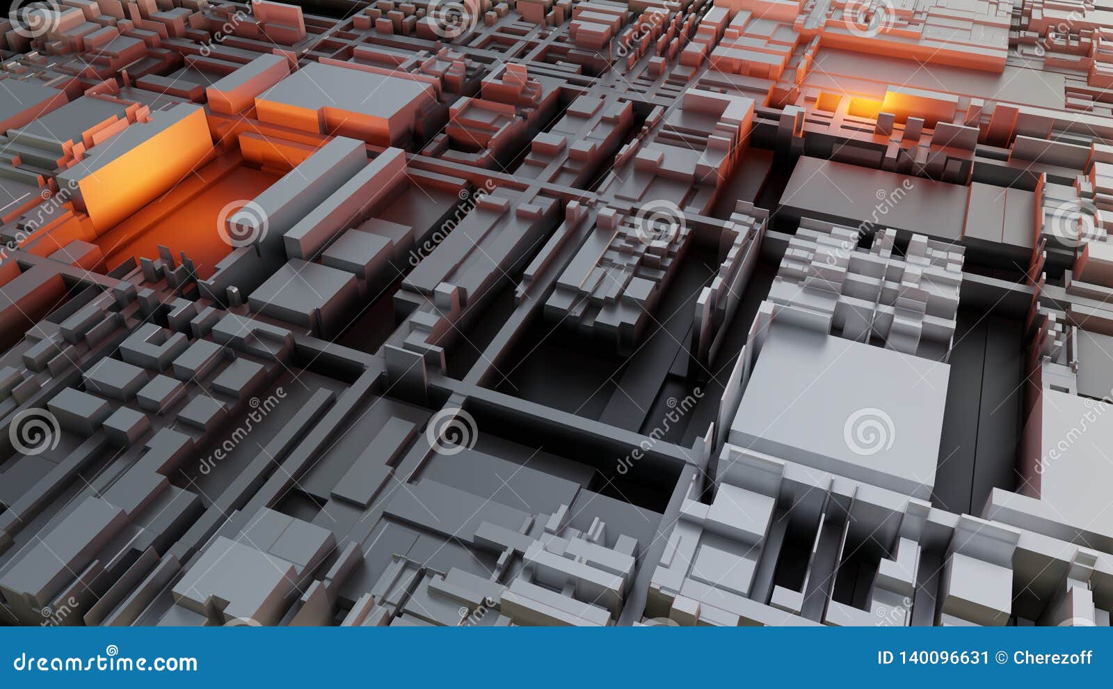 3d Render Abstract Technology Background with Cubes Stock Illustration ...