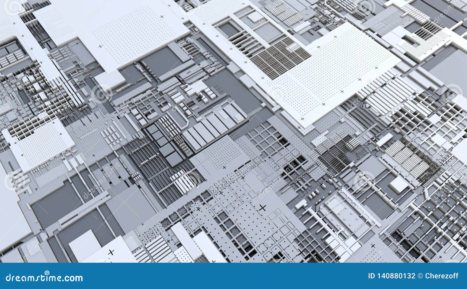 3d Render Abstract Technology Background with Cubes Stock Illustration ...