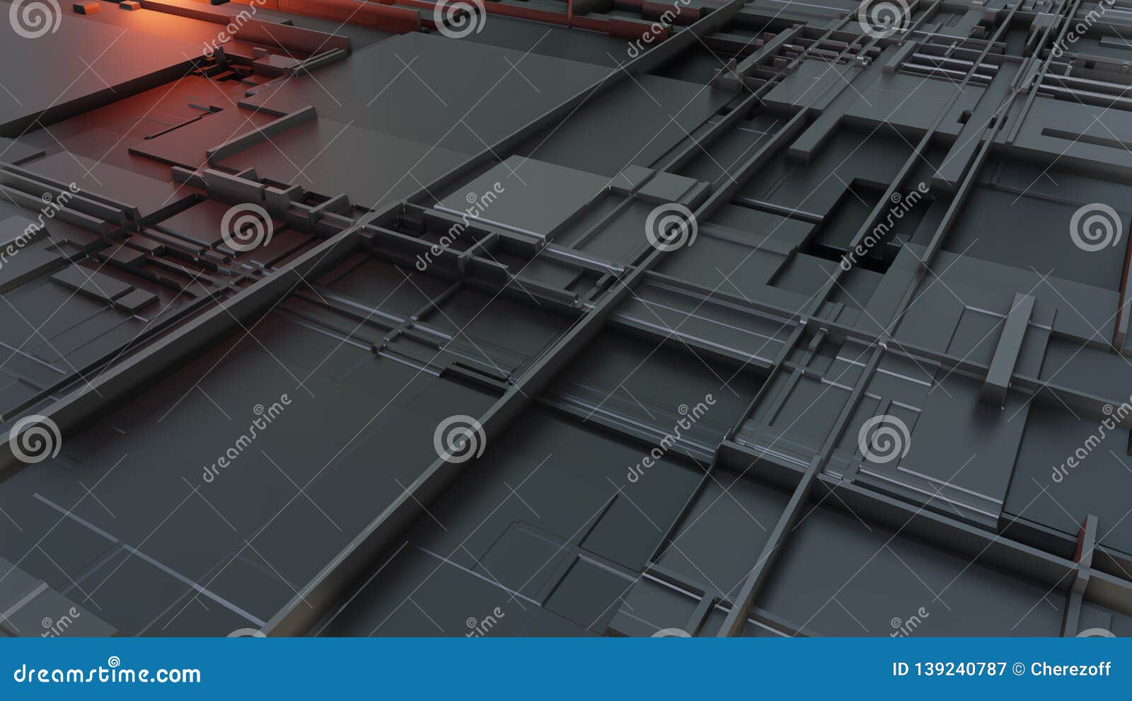3d Render Abstract Technology Background with Cubes Stock Illustration ...