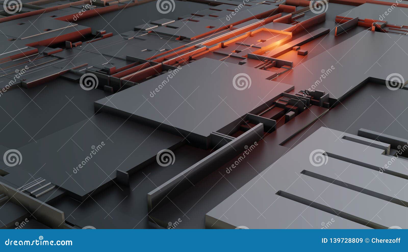 3d Render Abstract Technology Background with Cubes Stock Illustration ...