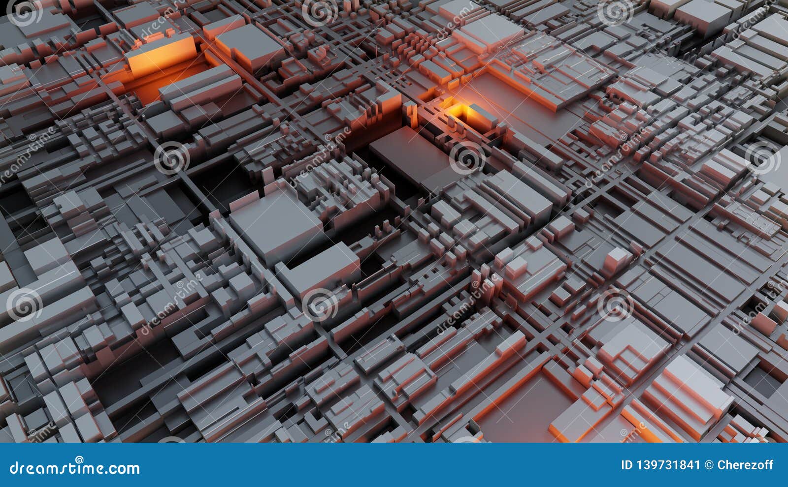 3d Render Abstract Technology Background with Cubes Stock Illustration ...