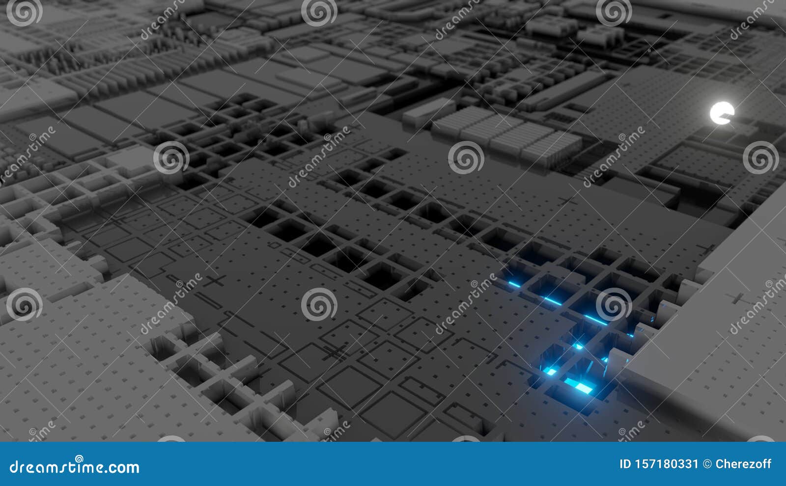 3d Render Abstract Technology Background with Cubes Stock Illustration ...