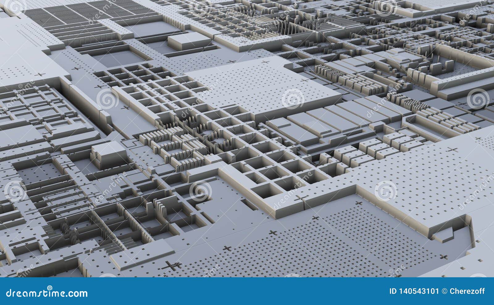 3d Render Abstract Technology Background with Cubes Stock Illustration ...