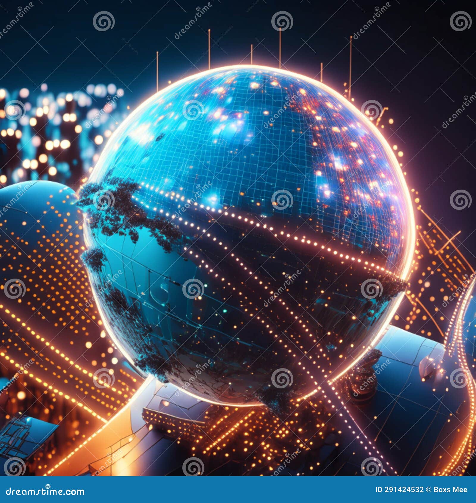 3d Render of Abstract Technology Background with Planet Earth. High ...