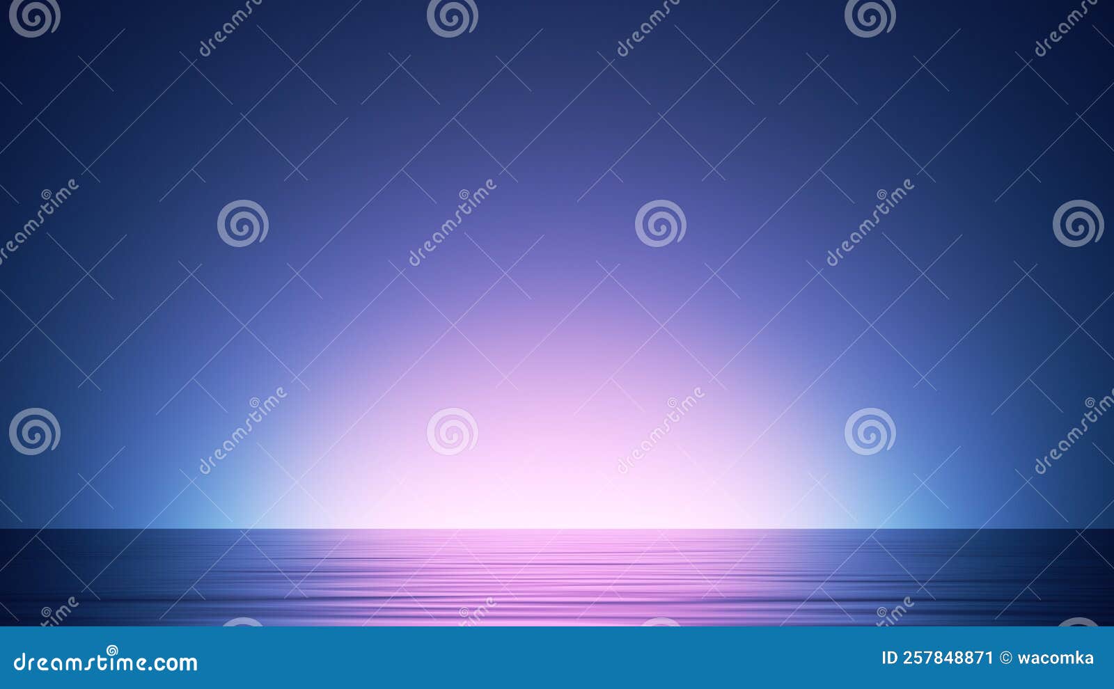 3d Render, Abstract Ultraviolet Background with Ocean Water and Bright ...