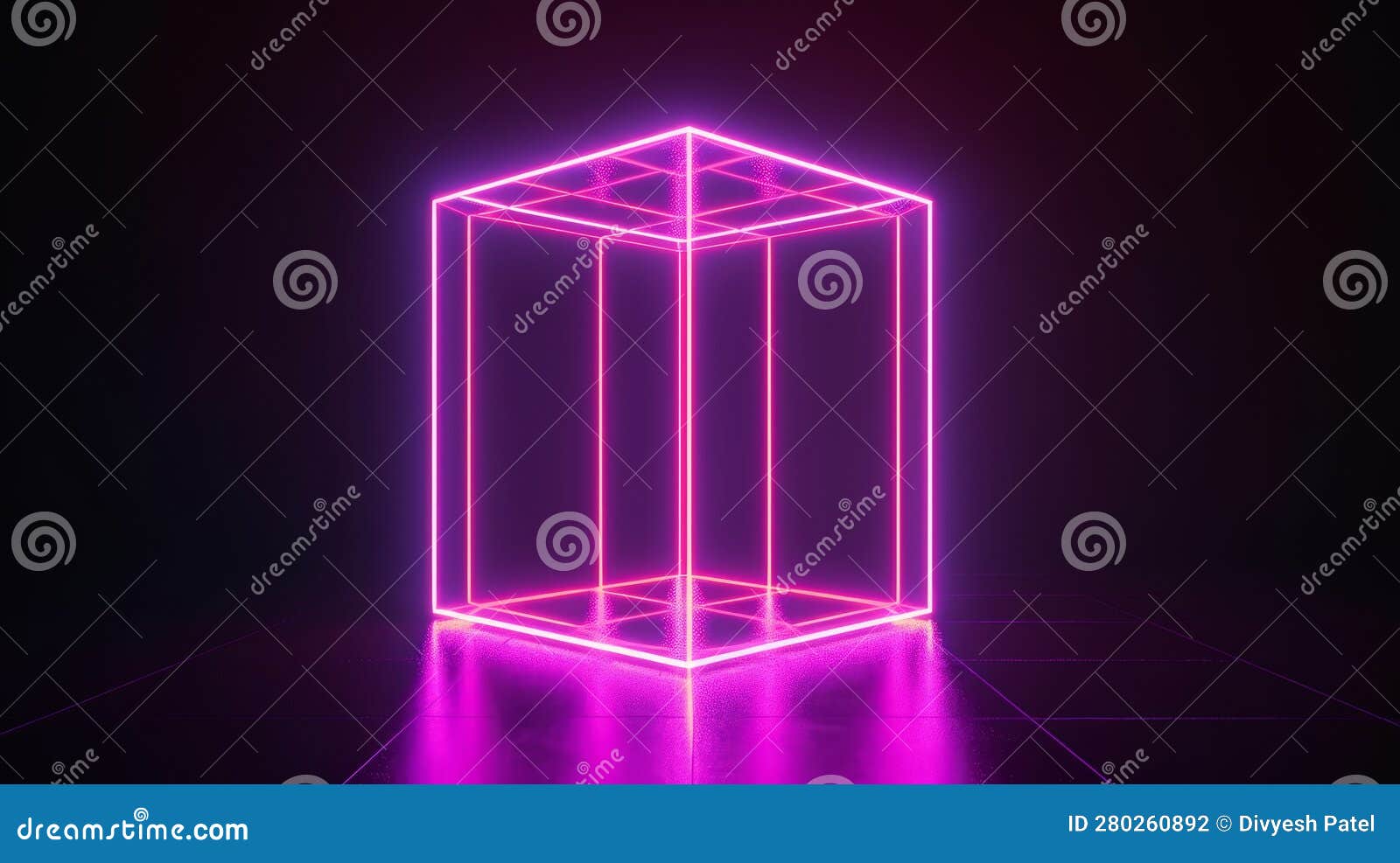 3d Render, Abstract Ultraviolet Background, Pink Violet Neon Cube ...