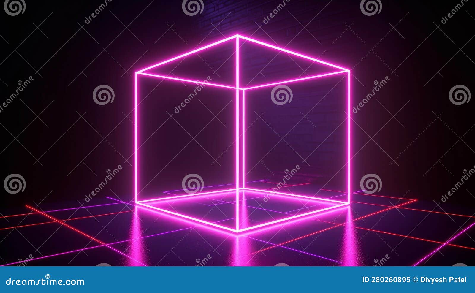 3d Render, Abstract Ultraviolet Background, Pink Violet Neon Cube ...