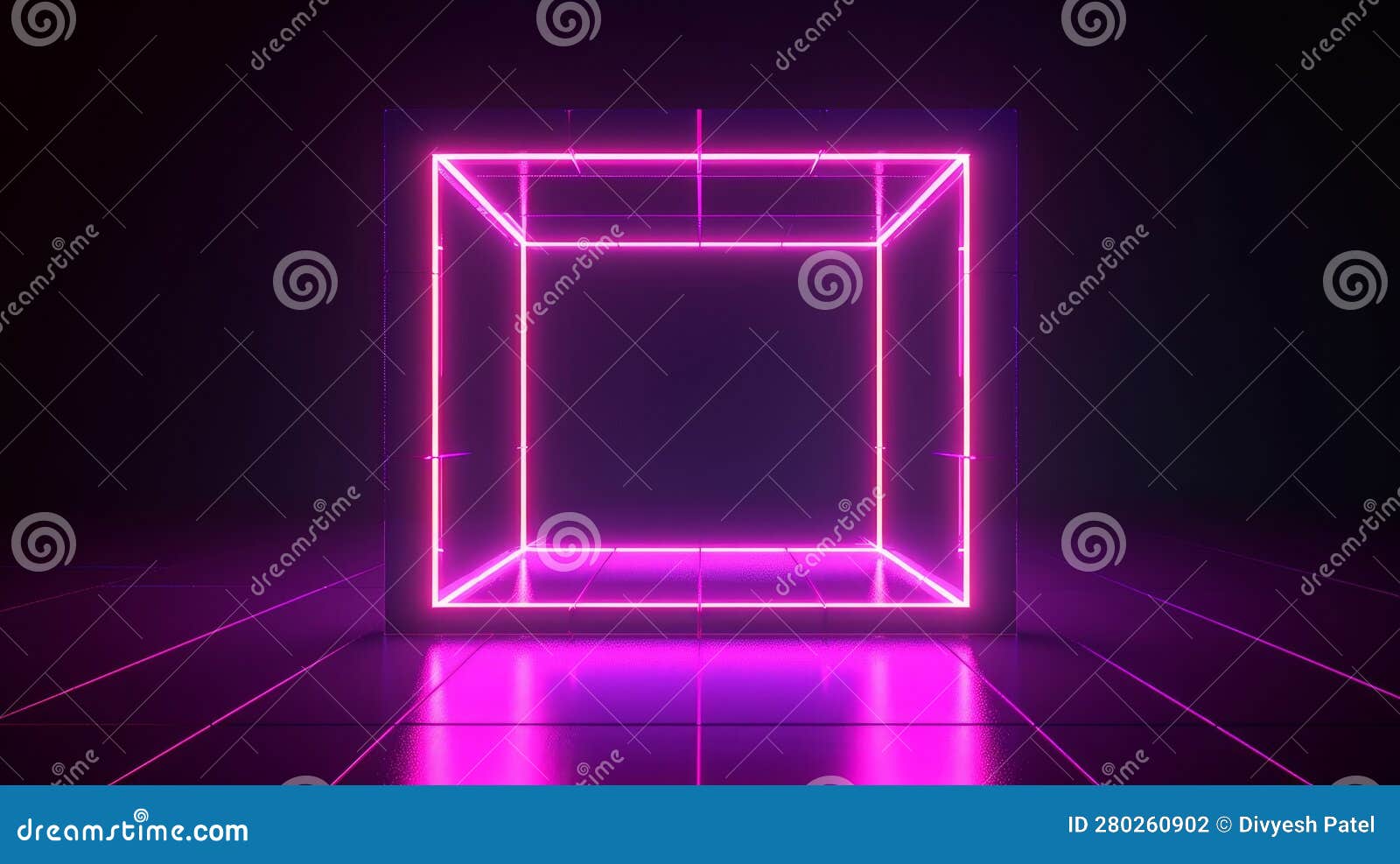 3d Render, Abstract Ultraviolet Background, Pink Violet Neon Cube ...