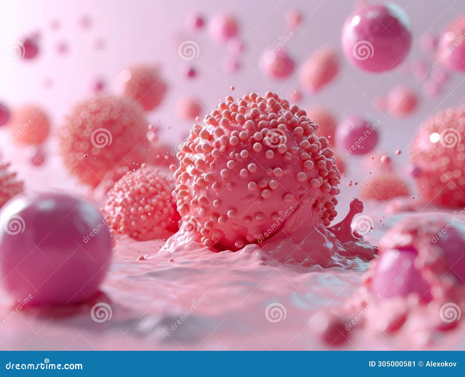 3d Render of Abstract Virus Cells with Splashes and Drops. Generative ...