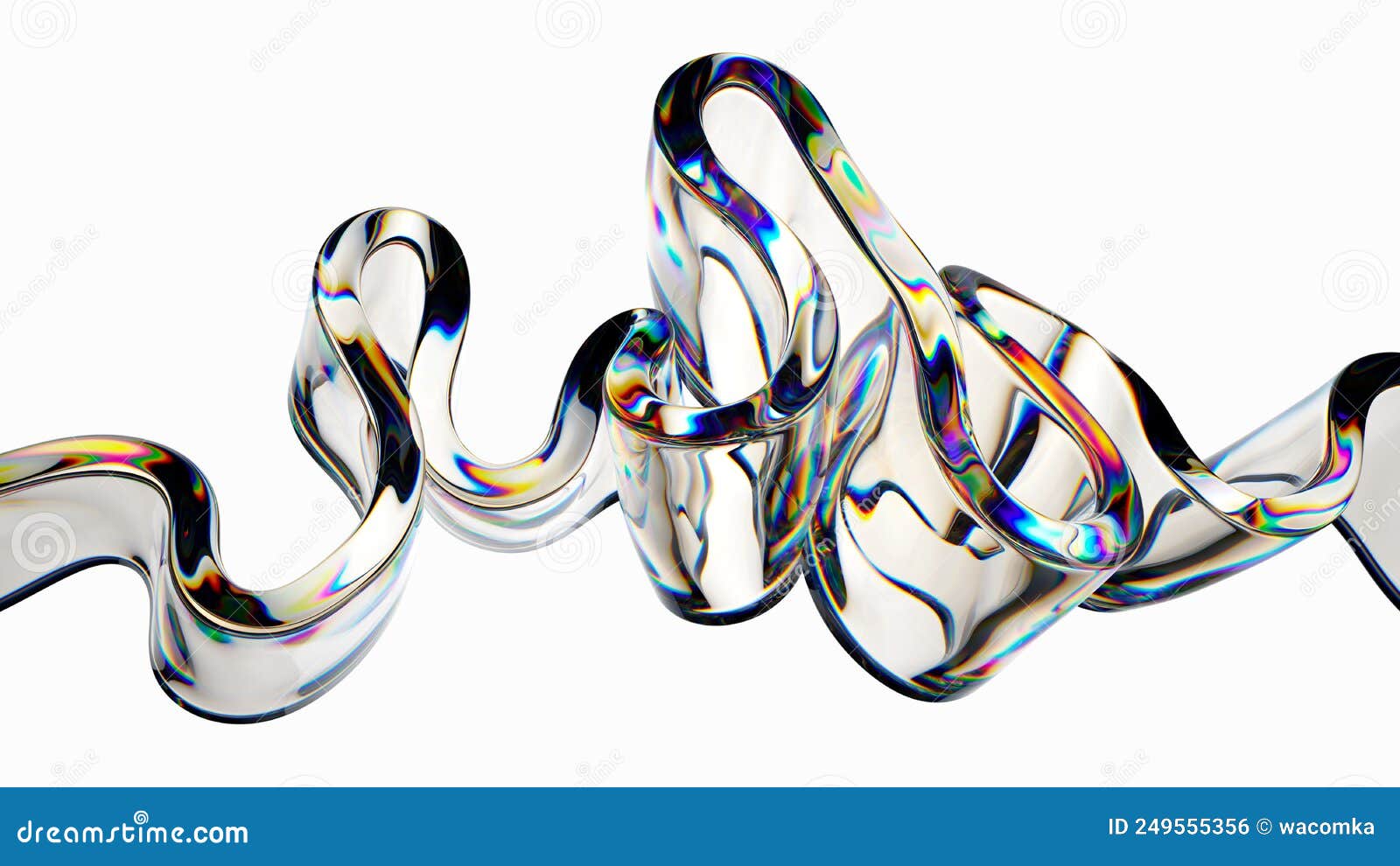 3d Render, Abstract Wallpaper, Curvy Glass Shape Isolated on White ...