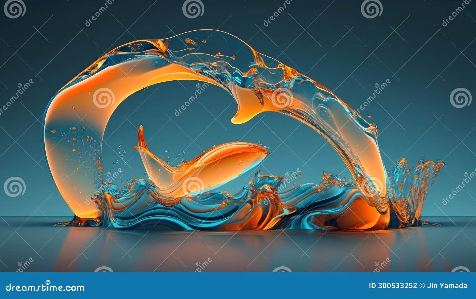 3d Render, Abstract Water Splash on Blue Background, Flowing Liquid ...