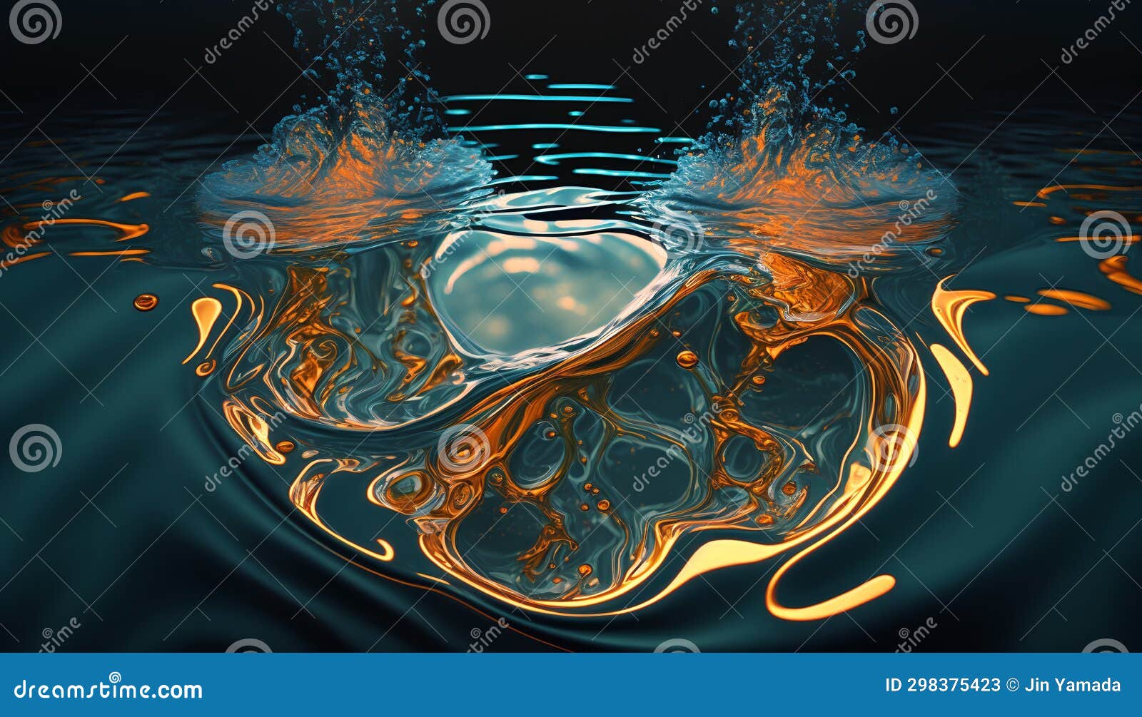 3d Render of Abstract Water Surface with Waves and Ripples. Stock ...