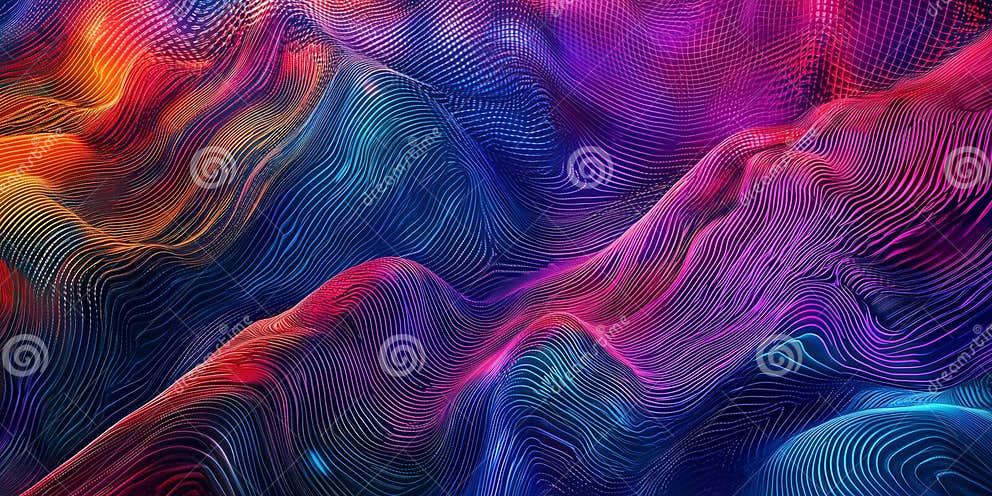 3d Render, Abstract Wavy Background with Dynamic Waves, 3d Illustration ...