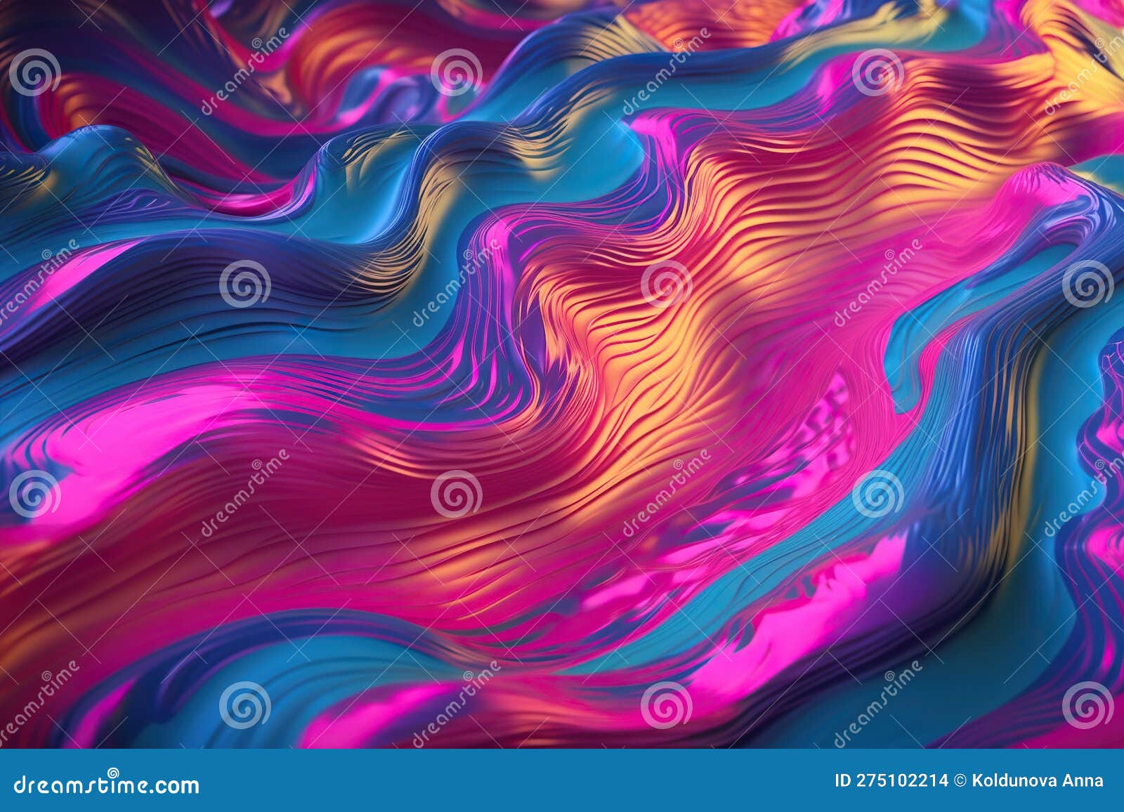 3d Render Abstract Wavy Liquid Background Rainbow Lava, Created with ...