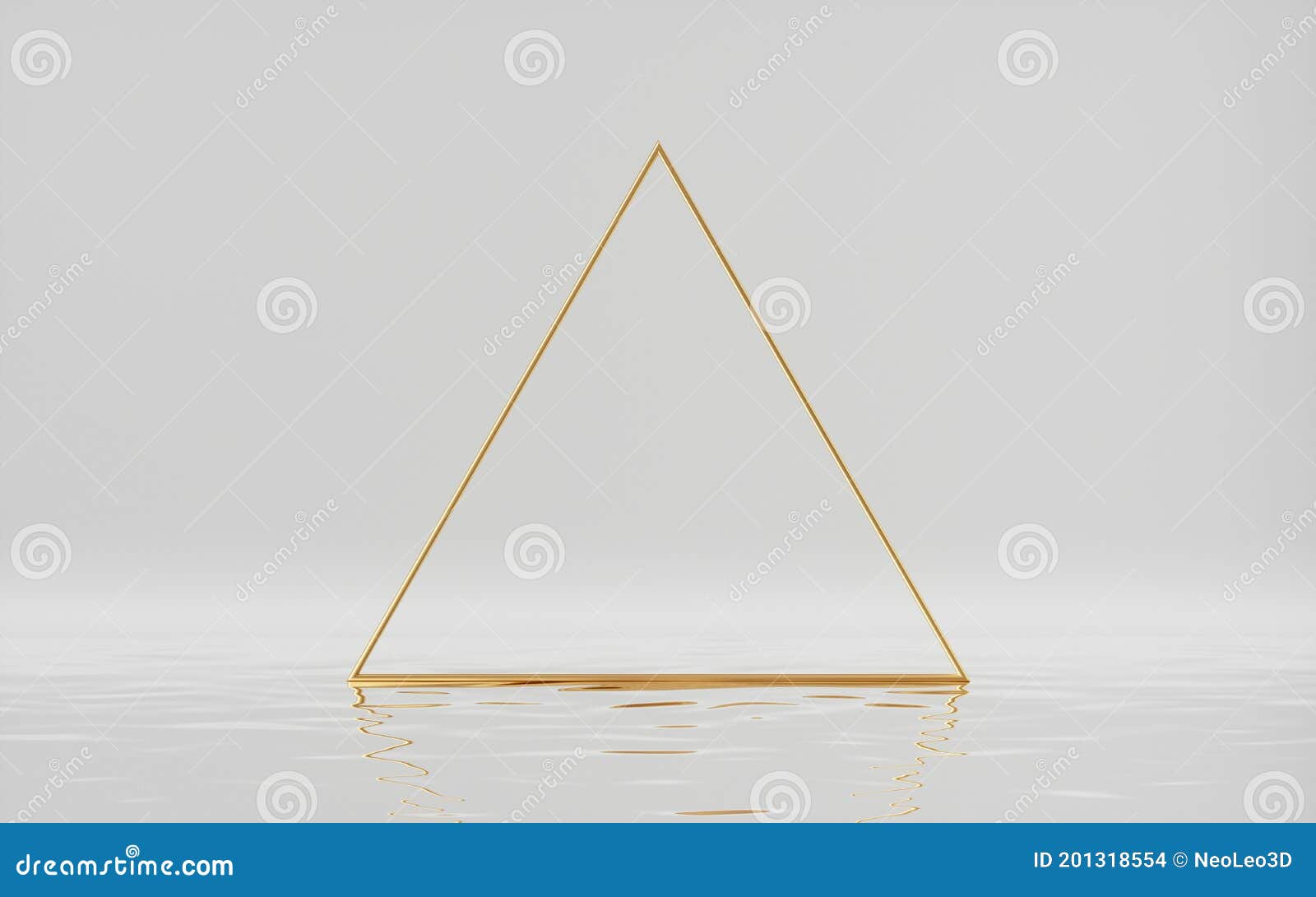 3d Render, Abstract White Background with Golden Triangular Frame and ...