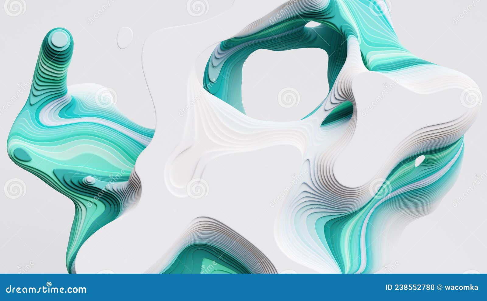 3d Render, Abstract White Background with Mint Green Flat Shapes and ...