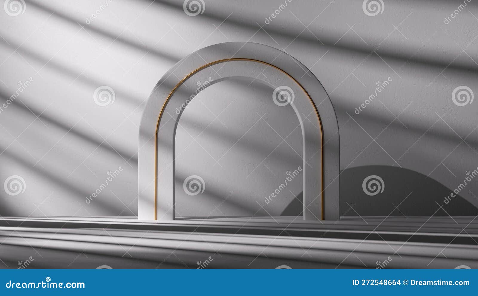 3d Render, Abstract White Background with Shadow and Arch. Minimalist ...